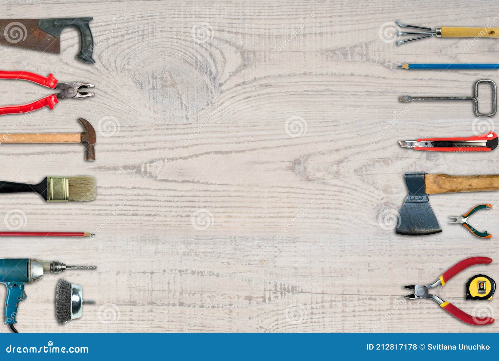 Many Tools Isolated on White Background. Top View. Stock Photo - Image ...