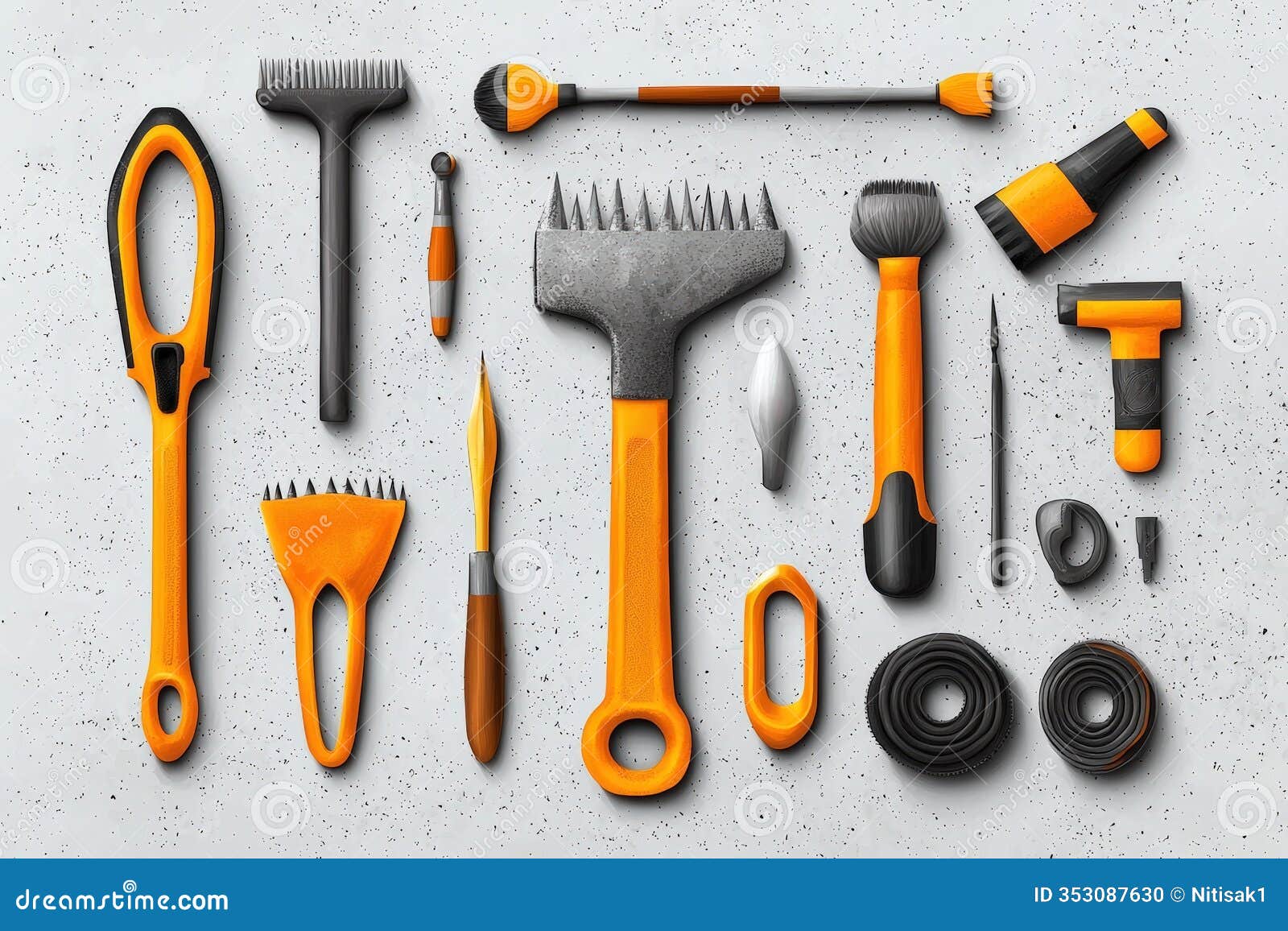 Tool Collection with Orange Handles Isolated Stock Illustration ...