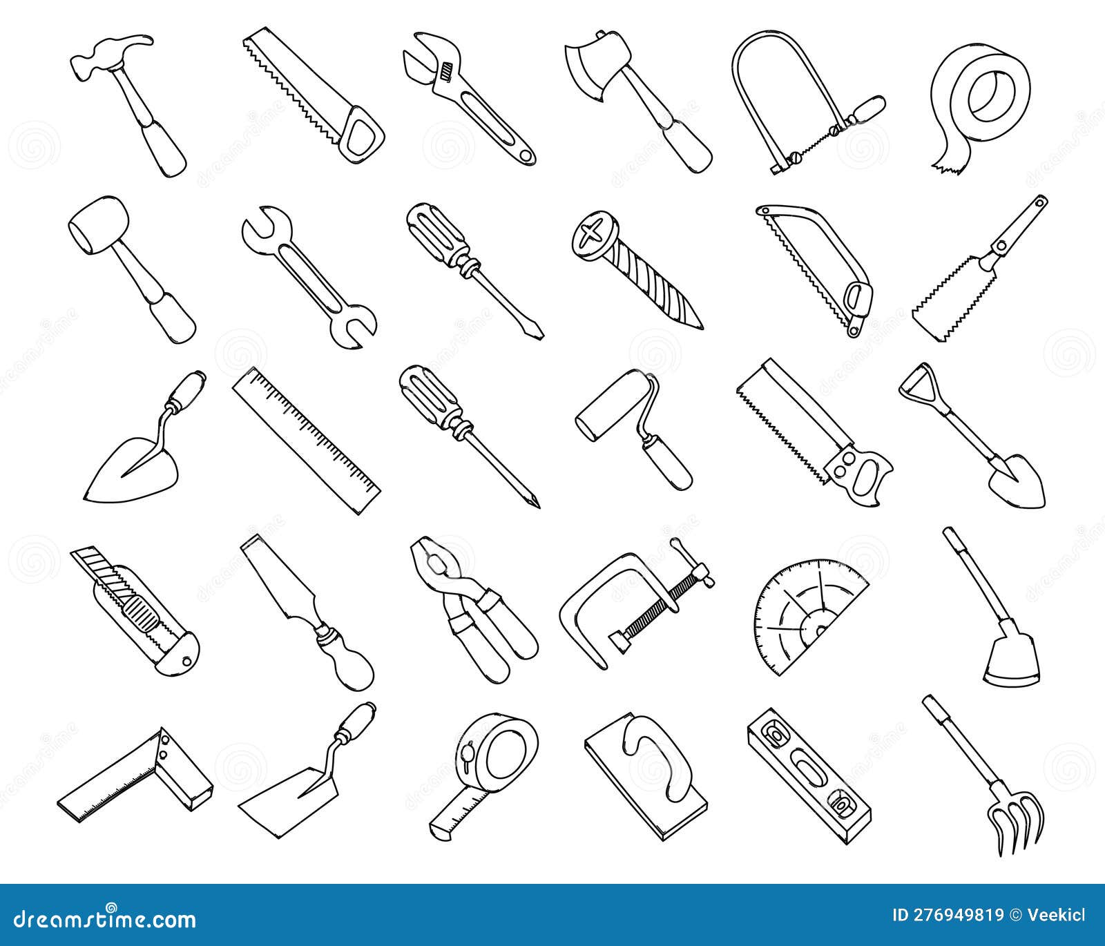 Tool Doodle Vector Icon Set. Drawing Sketch Illustration Hand Drawn ...