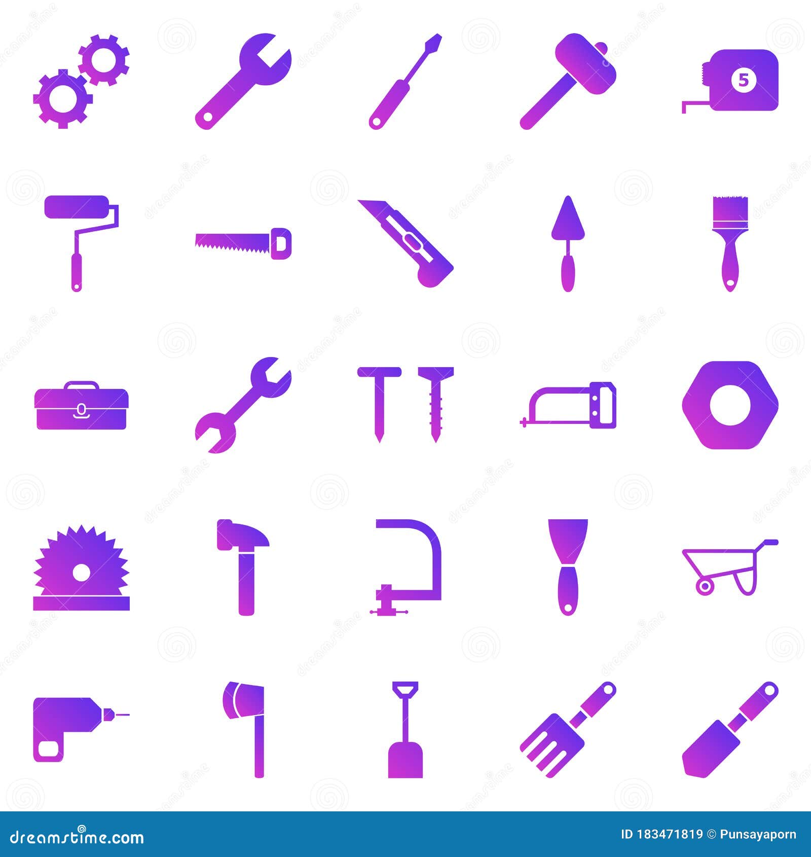 Tool Gradient Icons on White Background Stock Vector - Illustration of ...