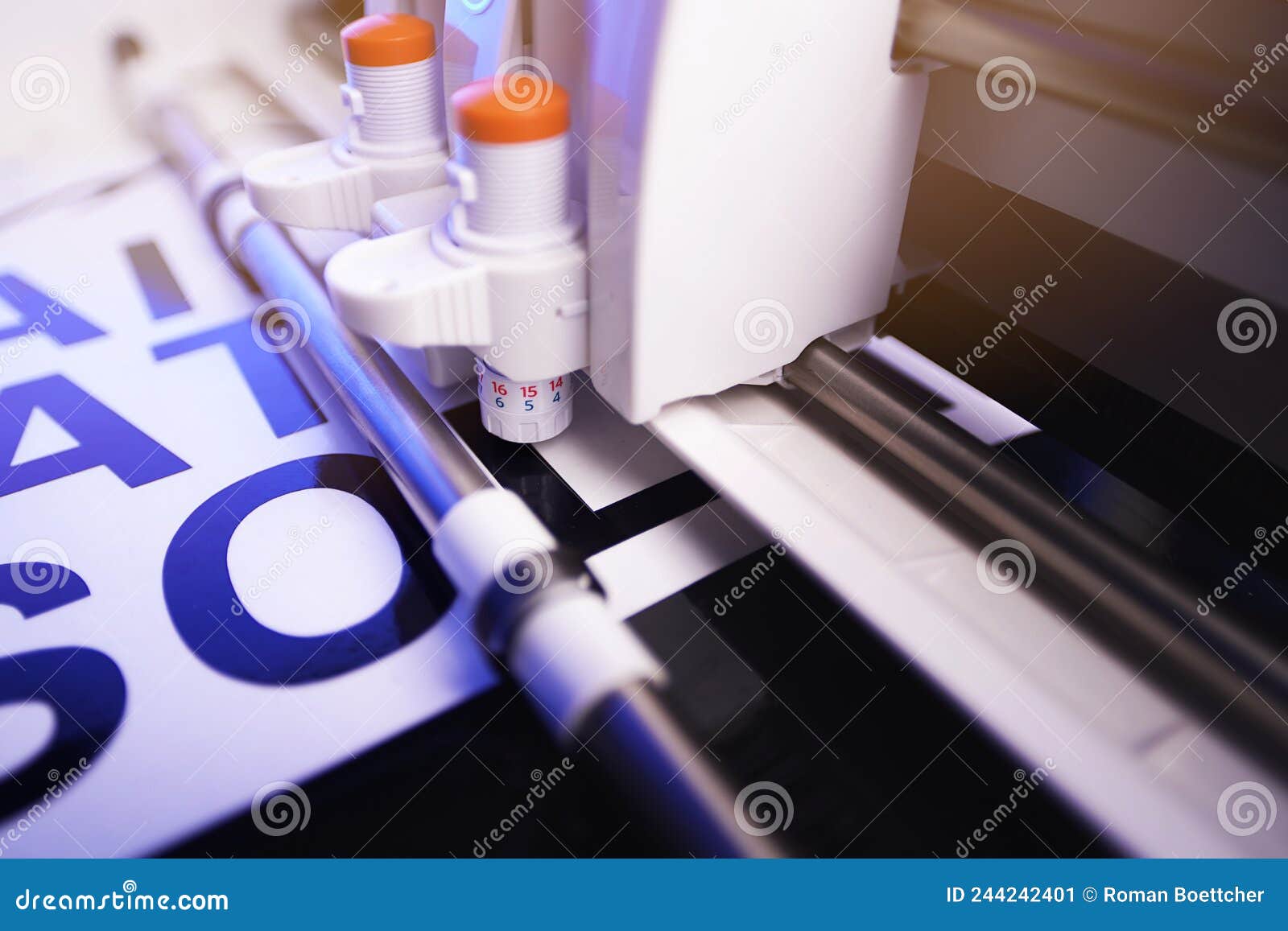 Tool Head of Cutting Plotter with Adjustable Blades. Making of Adhesive ...