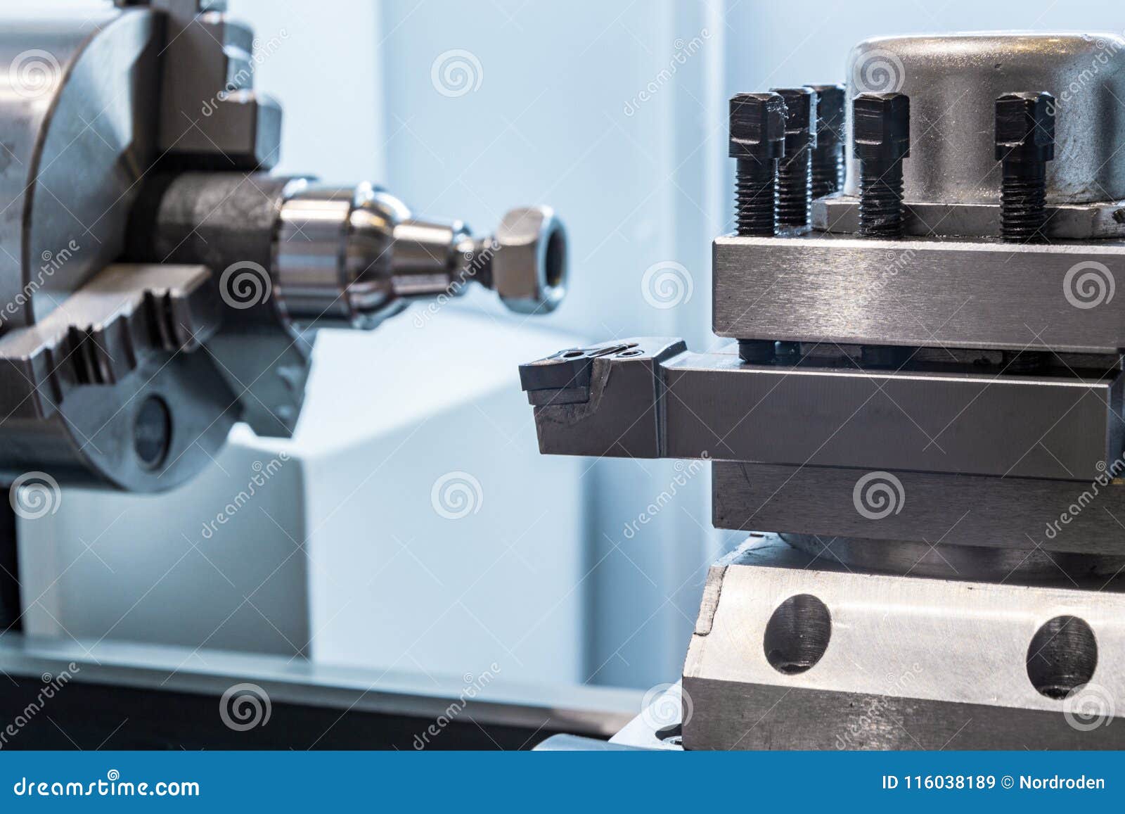 Tool Holder. Modern Metal-cutting Lathe. Stock Image - Image of iron ...