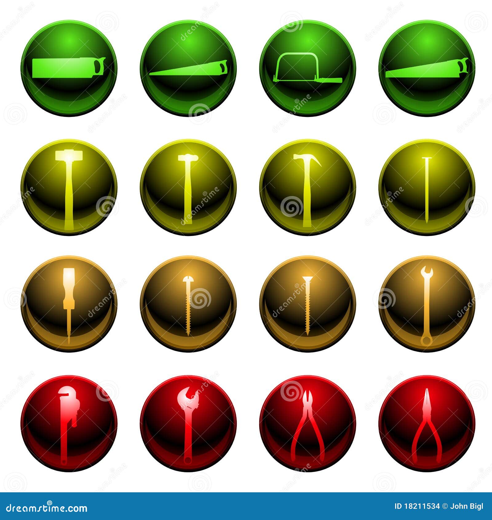 Tool icon set stock vector. Illustration of flat, glossy - 18211534