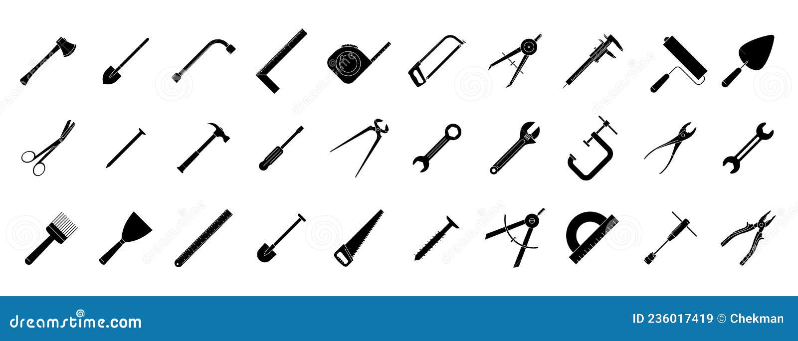 Tool Icon. Set of Hand Tool Icons. Black Tool Icons Stock Vector ...