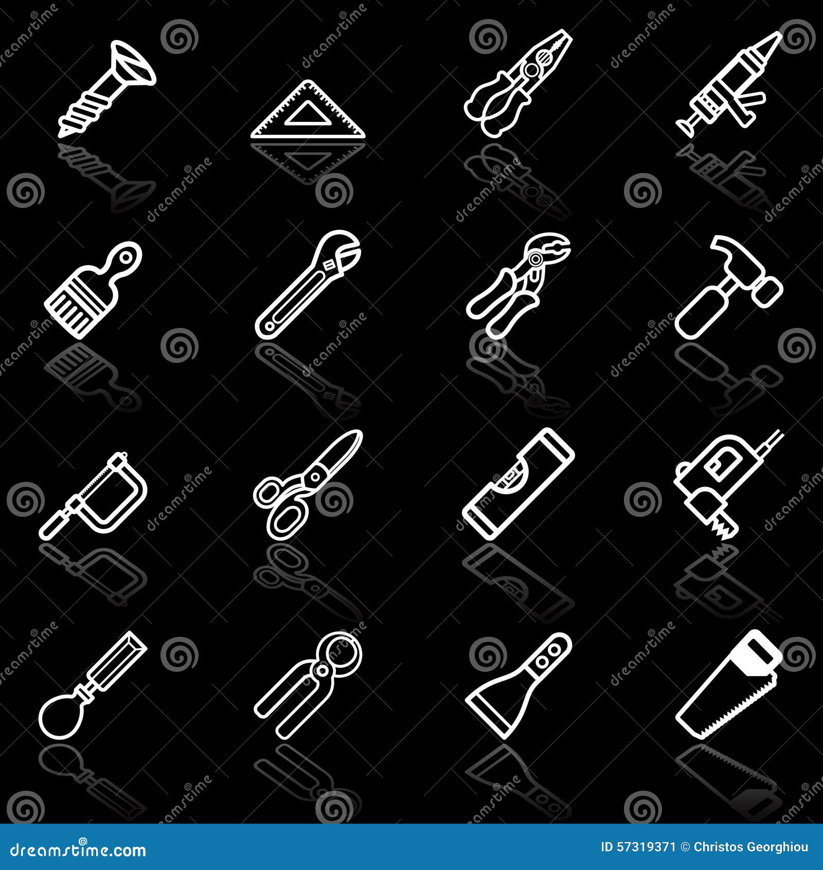 Tool icon set stock vector. Illustration of equipment - 57319371