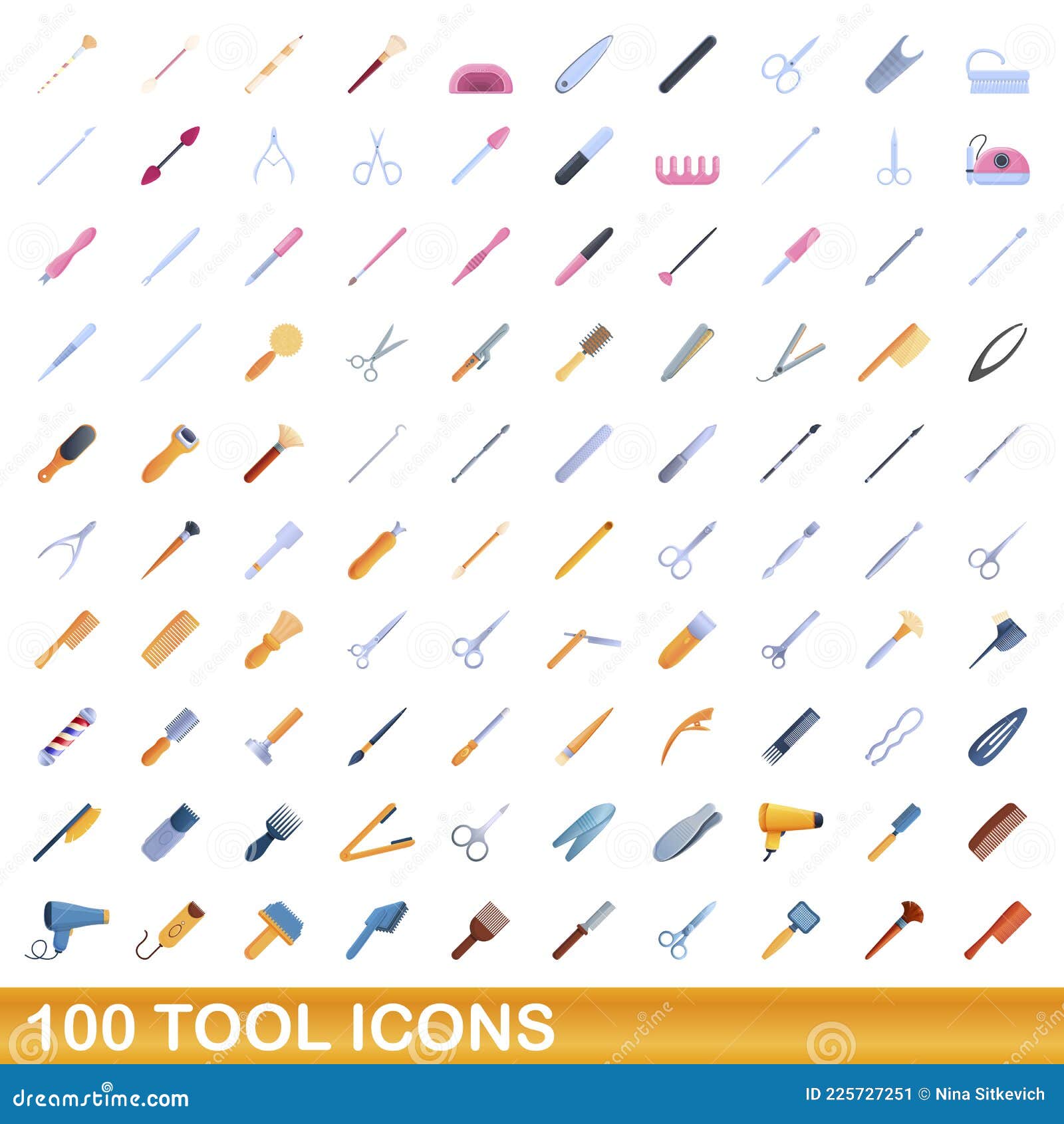 100 Tool Icons Set, Cartoon Style Stock Illustration - Illustration of ...