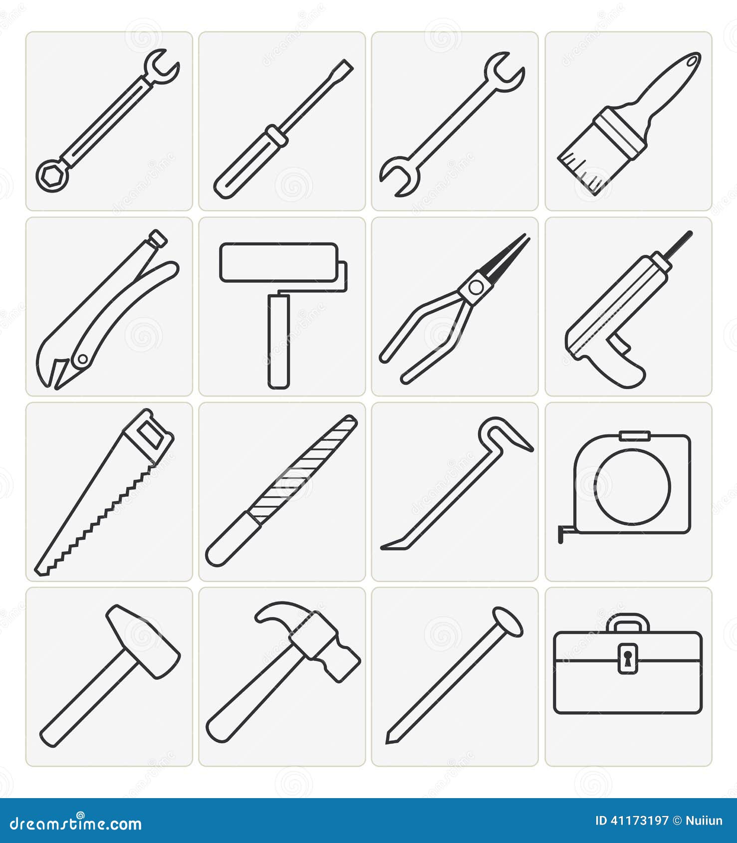 Tool icons set stock vector. Illustration of spanner - 41173197