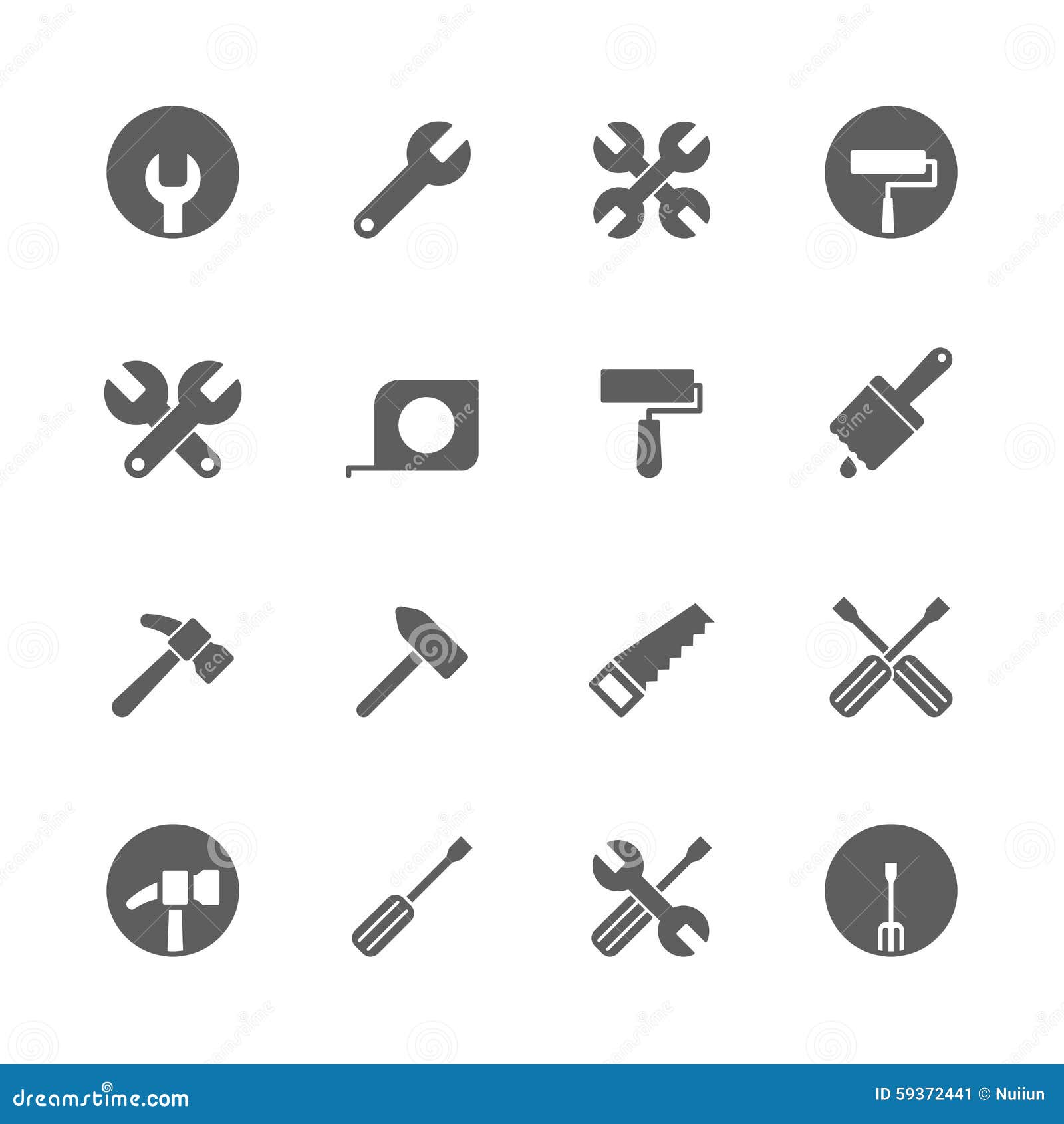 Tool icons set stock vector. Illustration of cross, hammer - 59372441