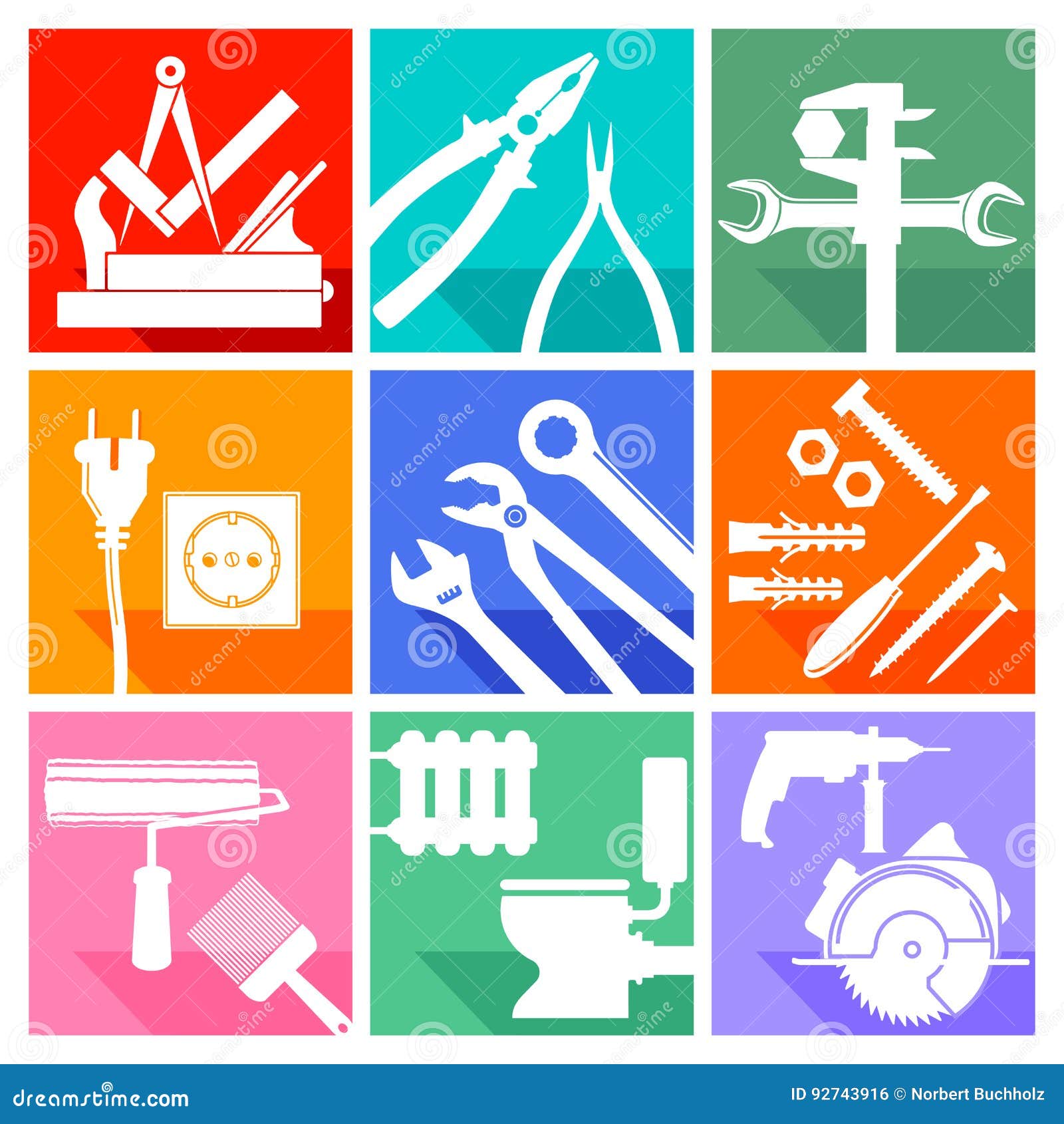 Tool illustrations stock vector. Illustration of items - 92743916