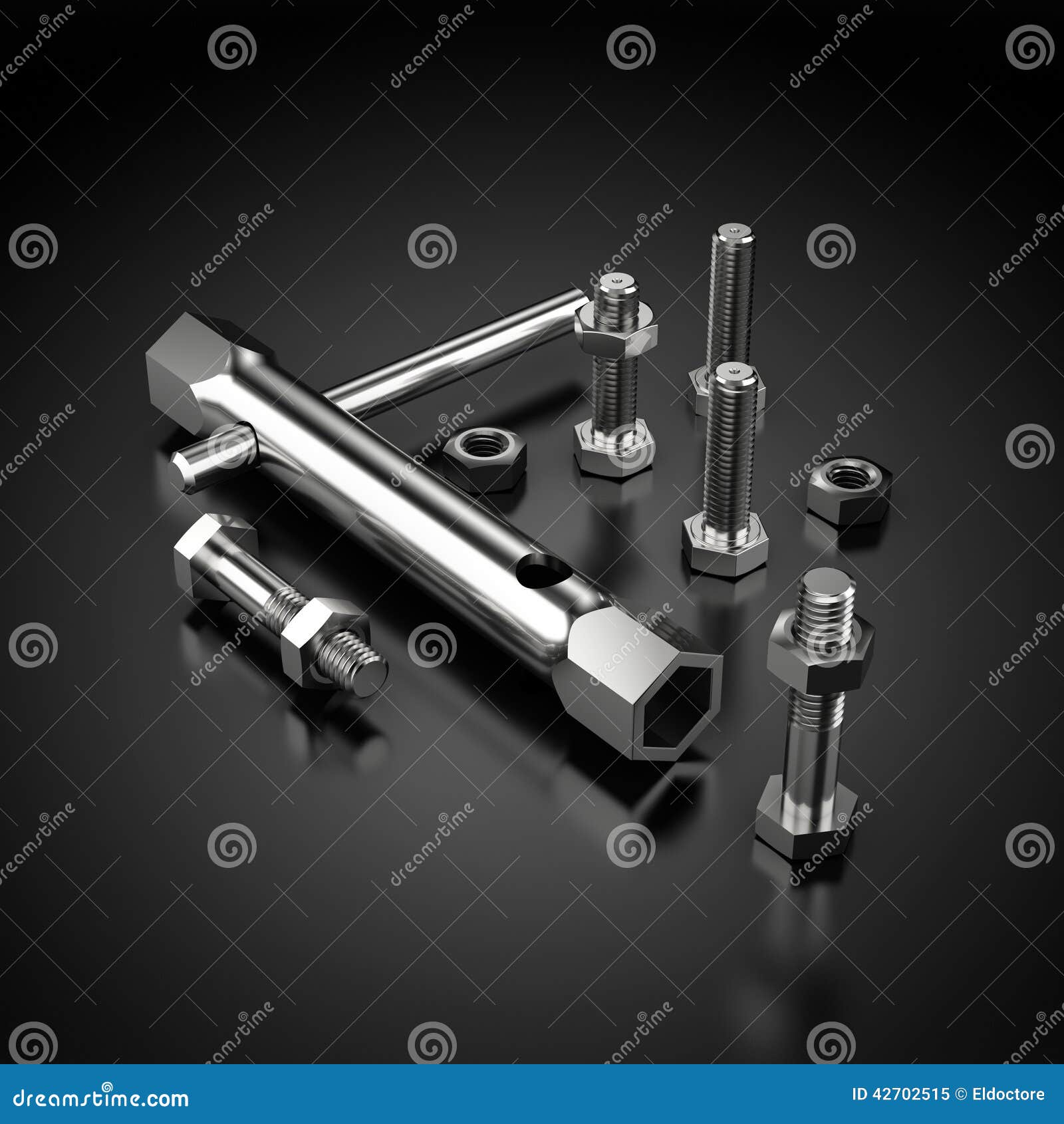 Tool Kit With Bolts And Screws On Black Royalty-Free Stock Photography ...