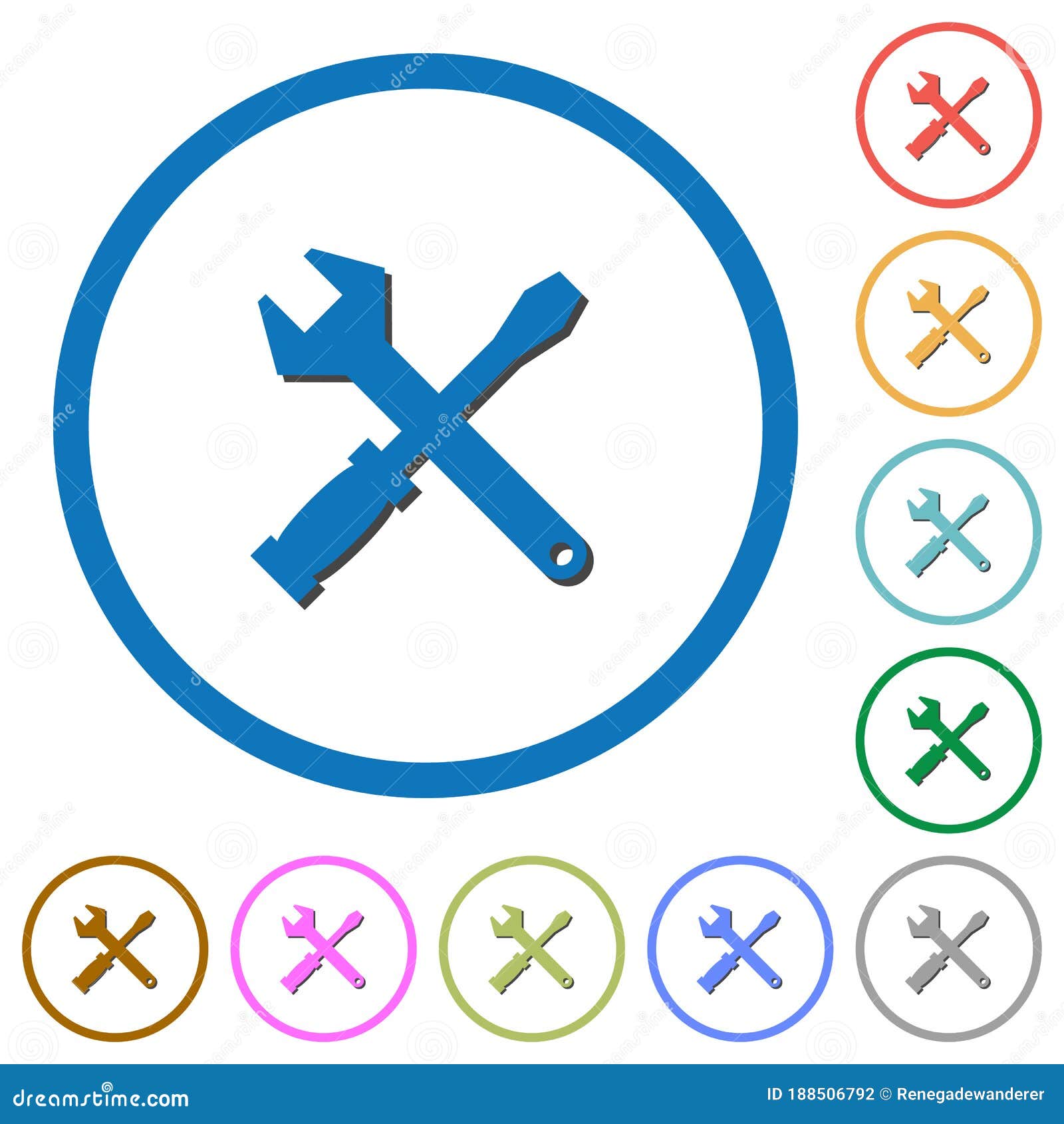 Tool Kit Icons with Shadows and Outlines Stock Vector - Illustration of ...