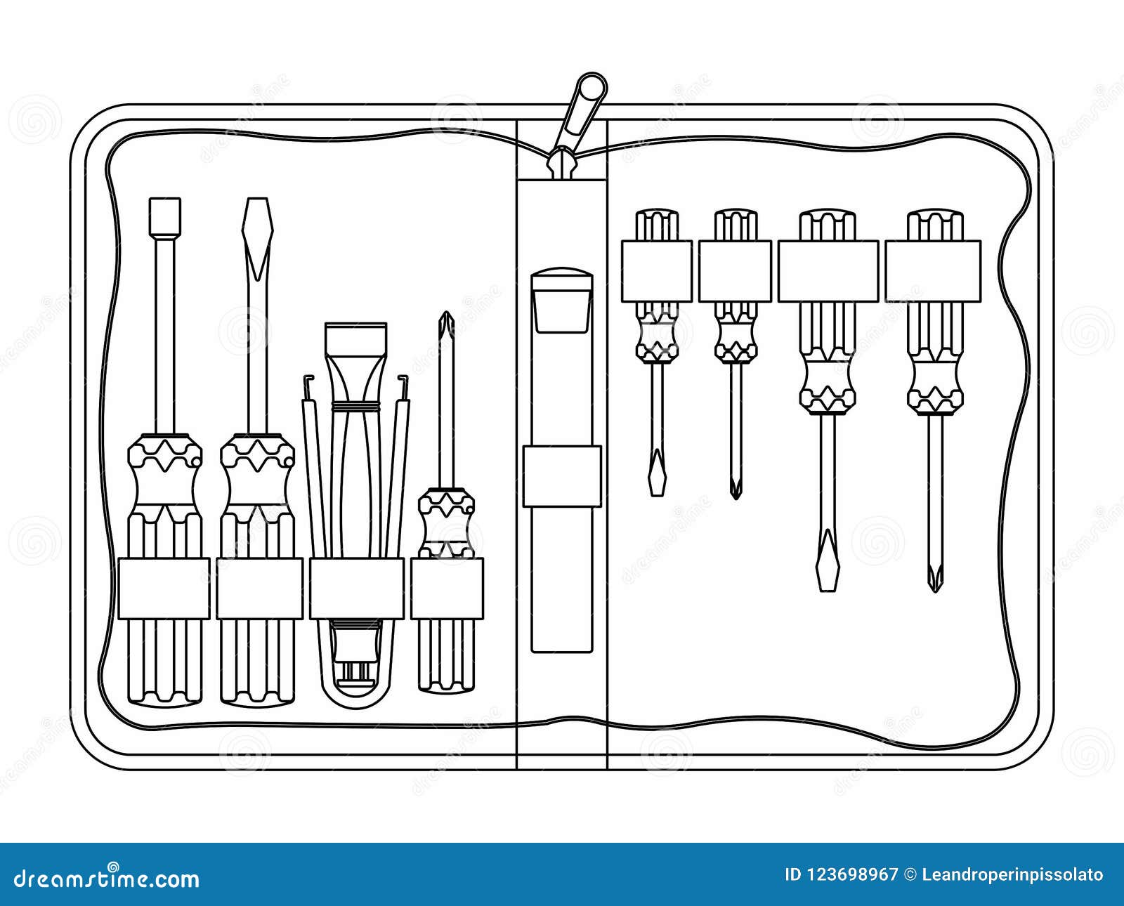 Tool Kit Maintenance. Outline only Stock Vector - Illustration of ...