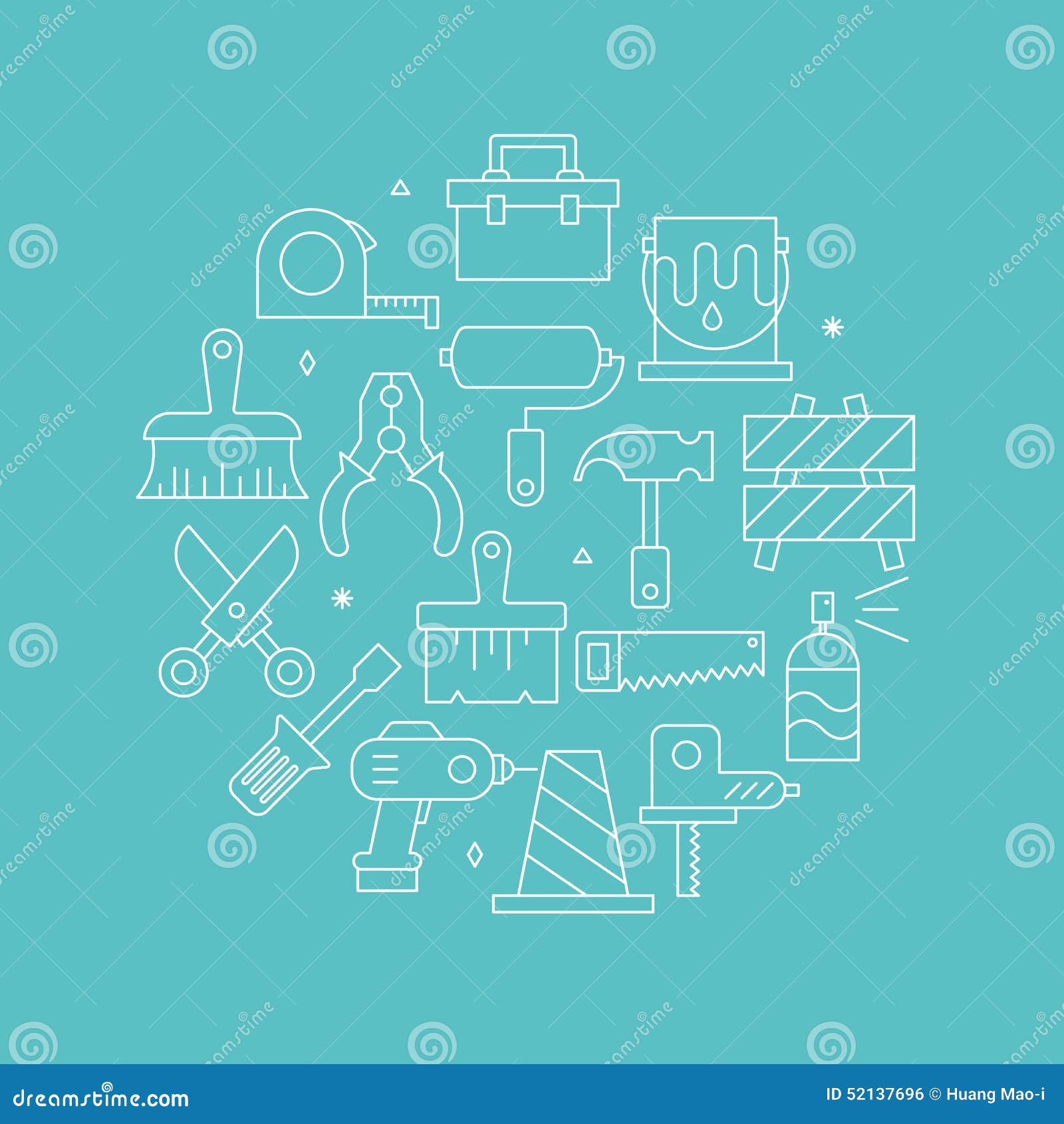 Tool line icon circle set stock vector. Illustration of icon - 52137696