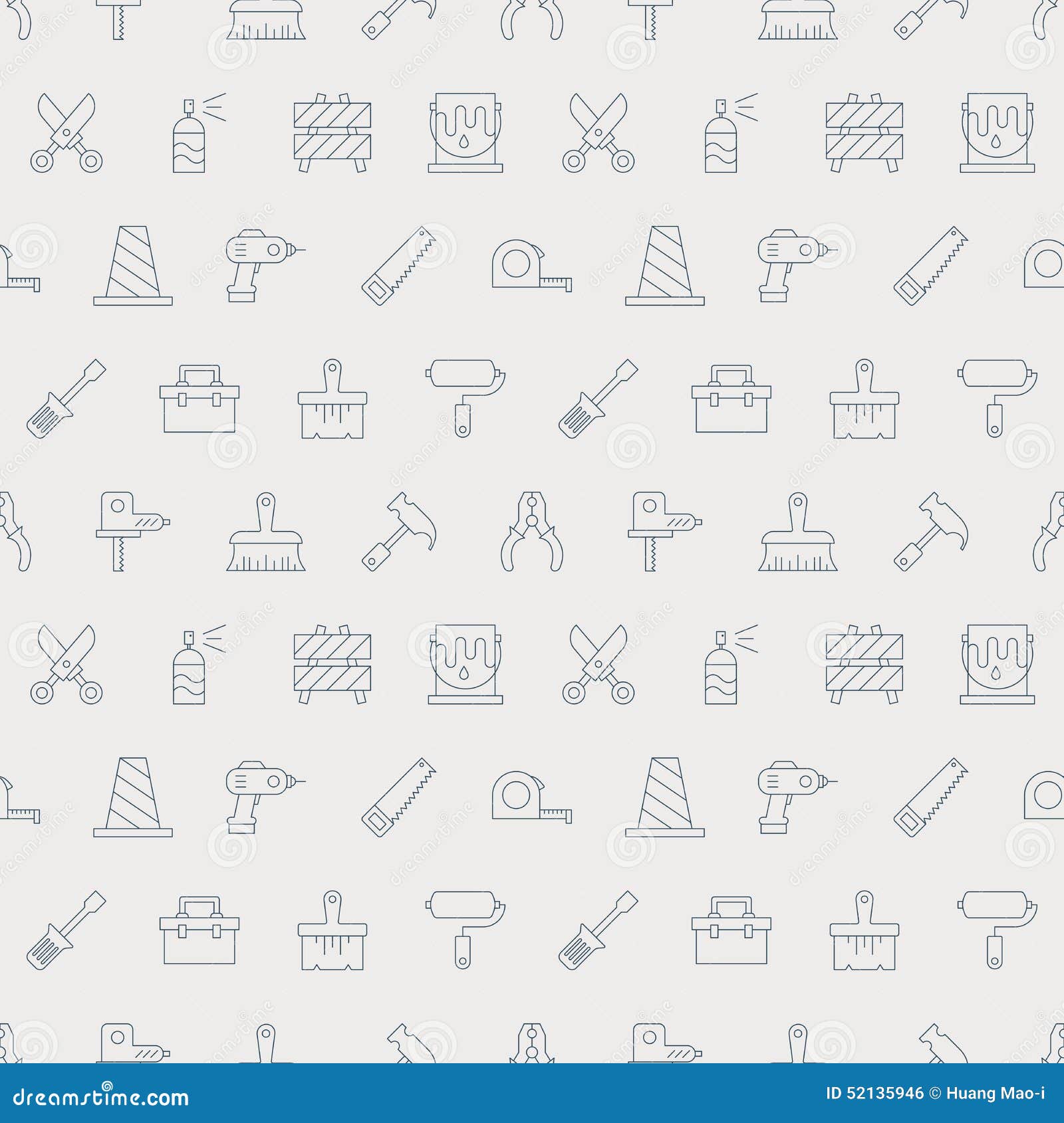 Tool line icon pattern set stock vector. Illustration of hammer - 52135946
