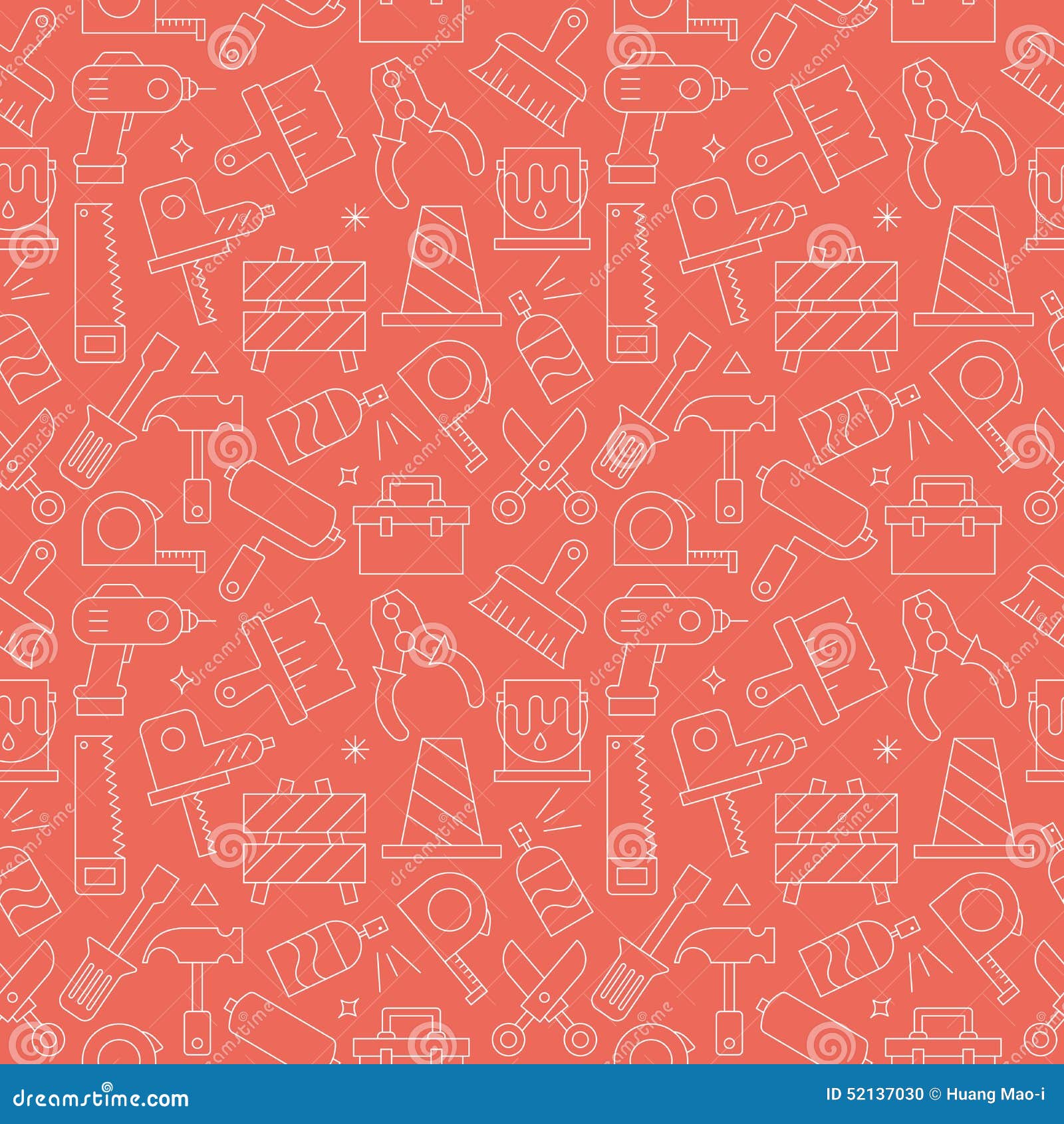 Tool line icon pattern set stock vector. Illustration of wrench - 52137030