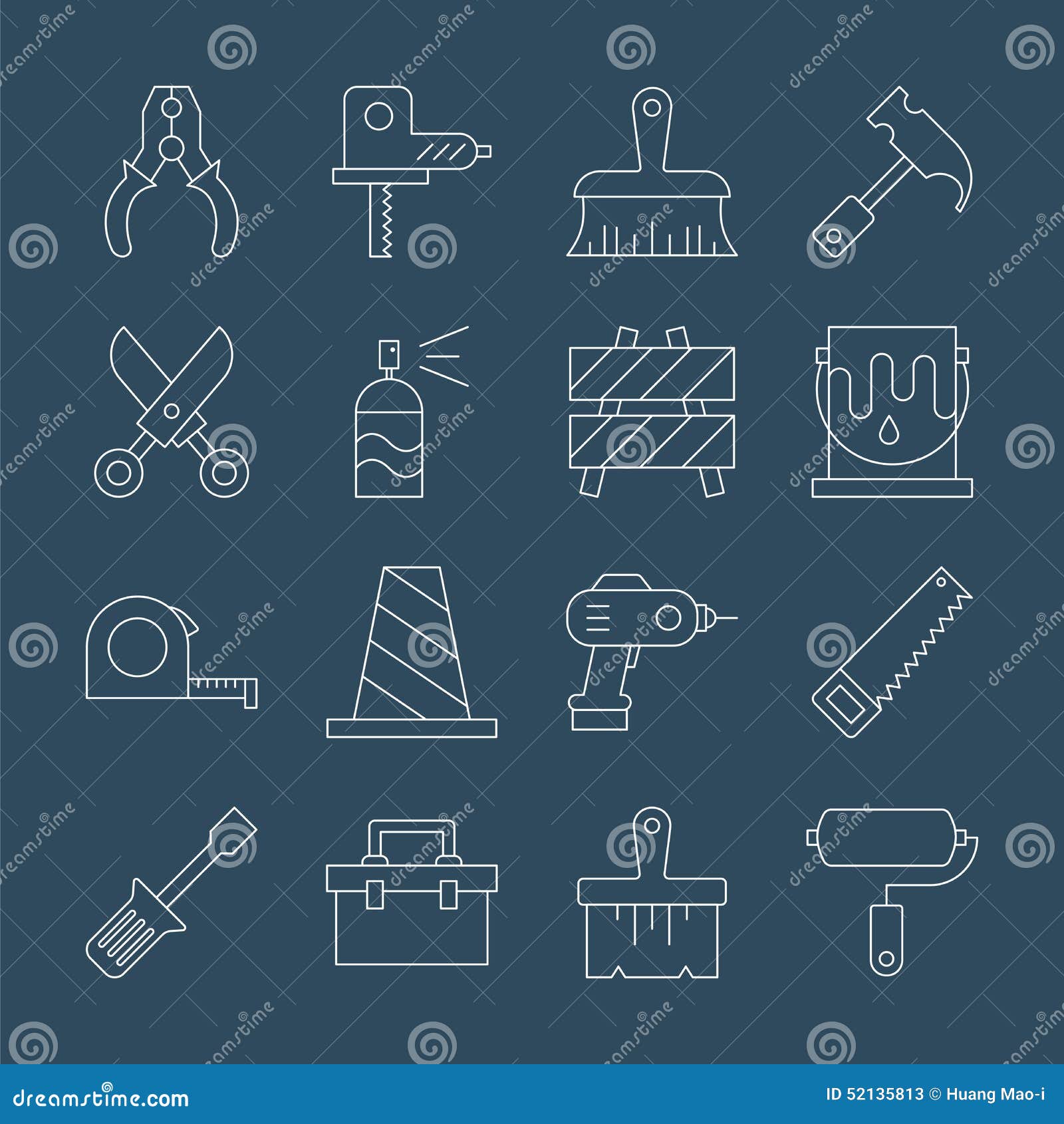 Tool line icon set stock vector. Illustration of simple - 52135813