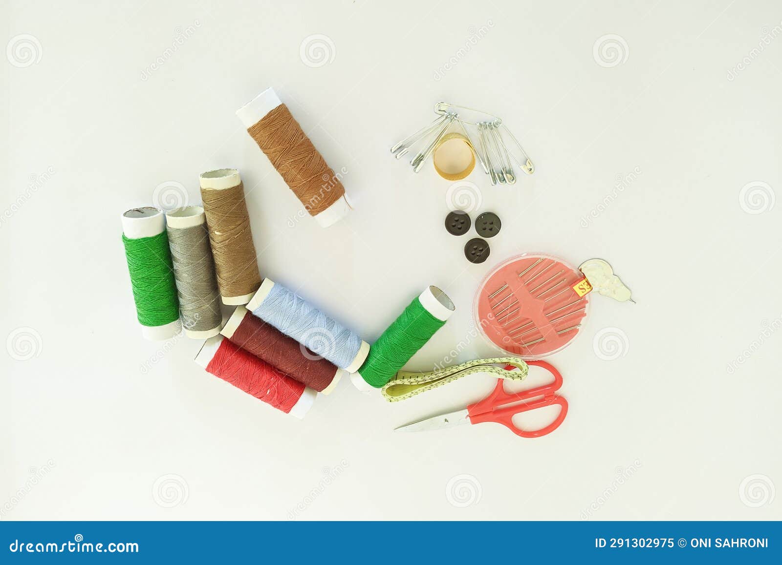 Hand Sewing Tool Set on White Background Stock Image - Image of label ...