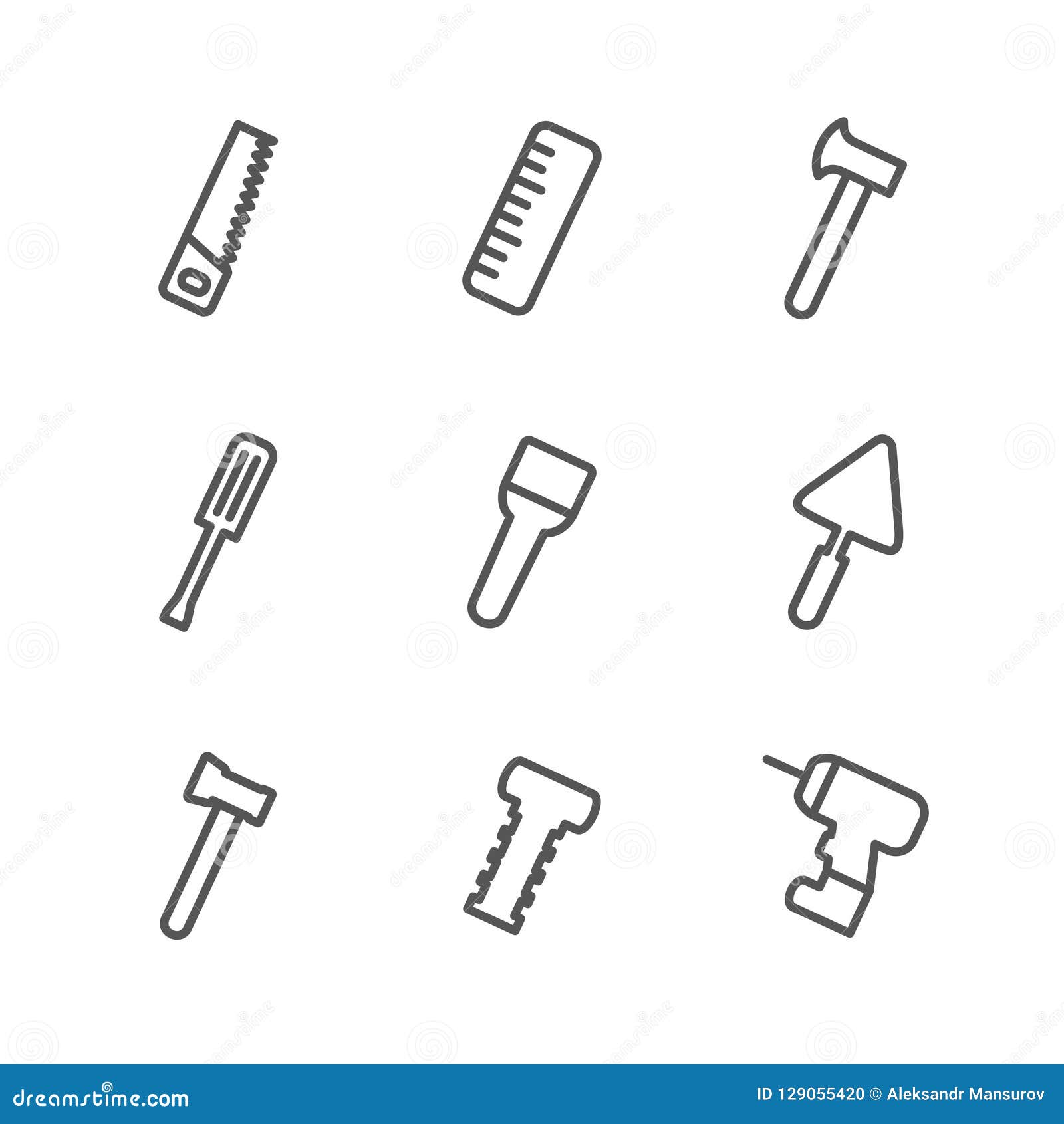 Tool outline icon stock vector. Illustration of hammer - 129055420