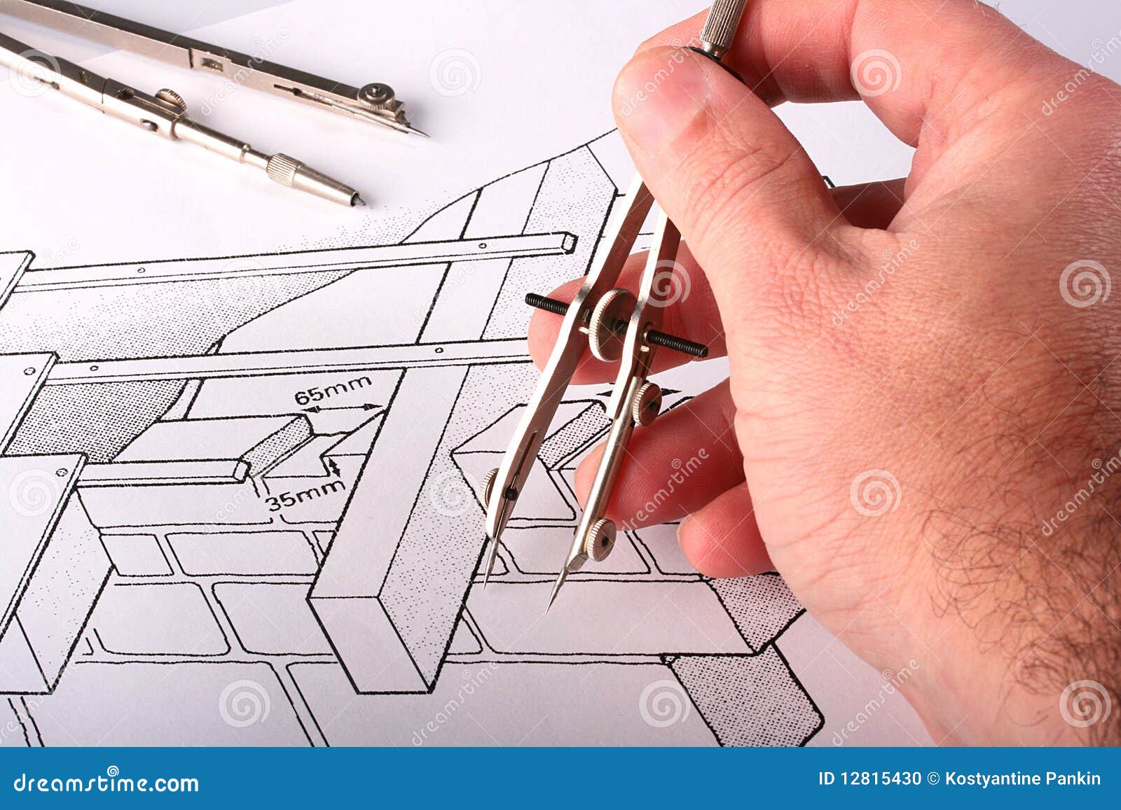 Tool over the drawing stock photo. Image of document - 12815430