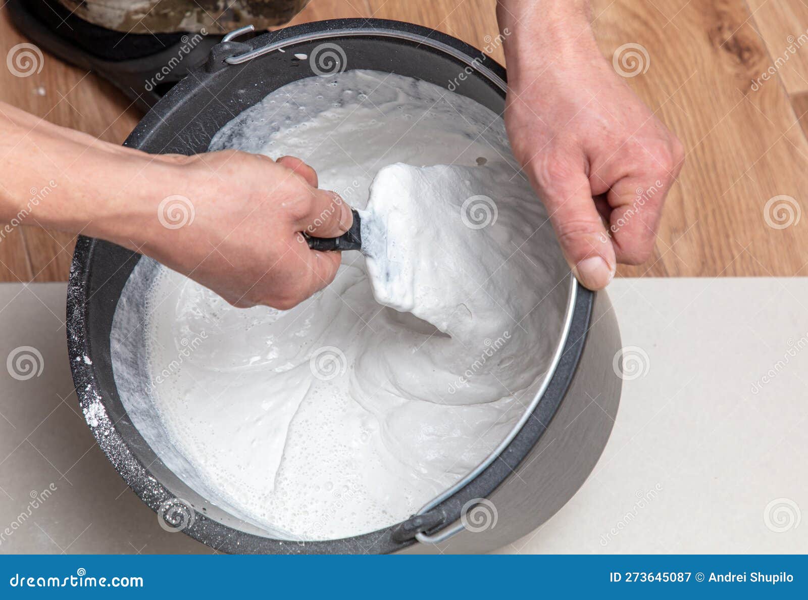 Tool for Plastering a Bucket with a Mixture. Stock Image - Image of ...