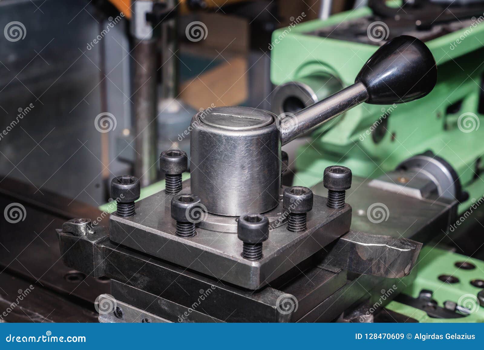 Tool post of lathe machine stock image. Image of industry - 128470609