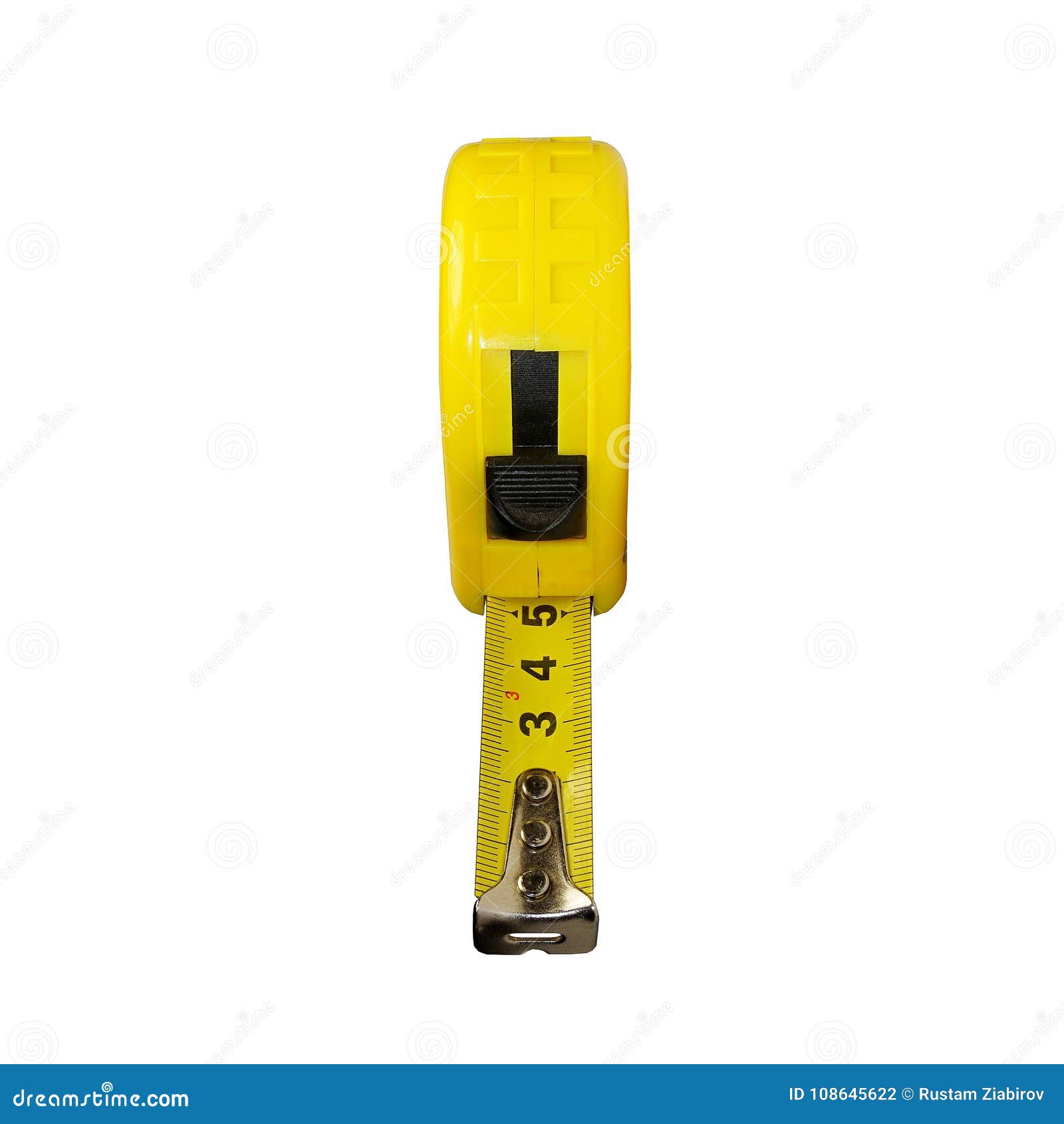 Roulette. Yellow Meter To Measure Length And Width On Blue Background ...