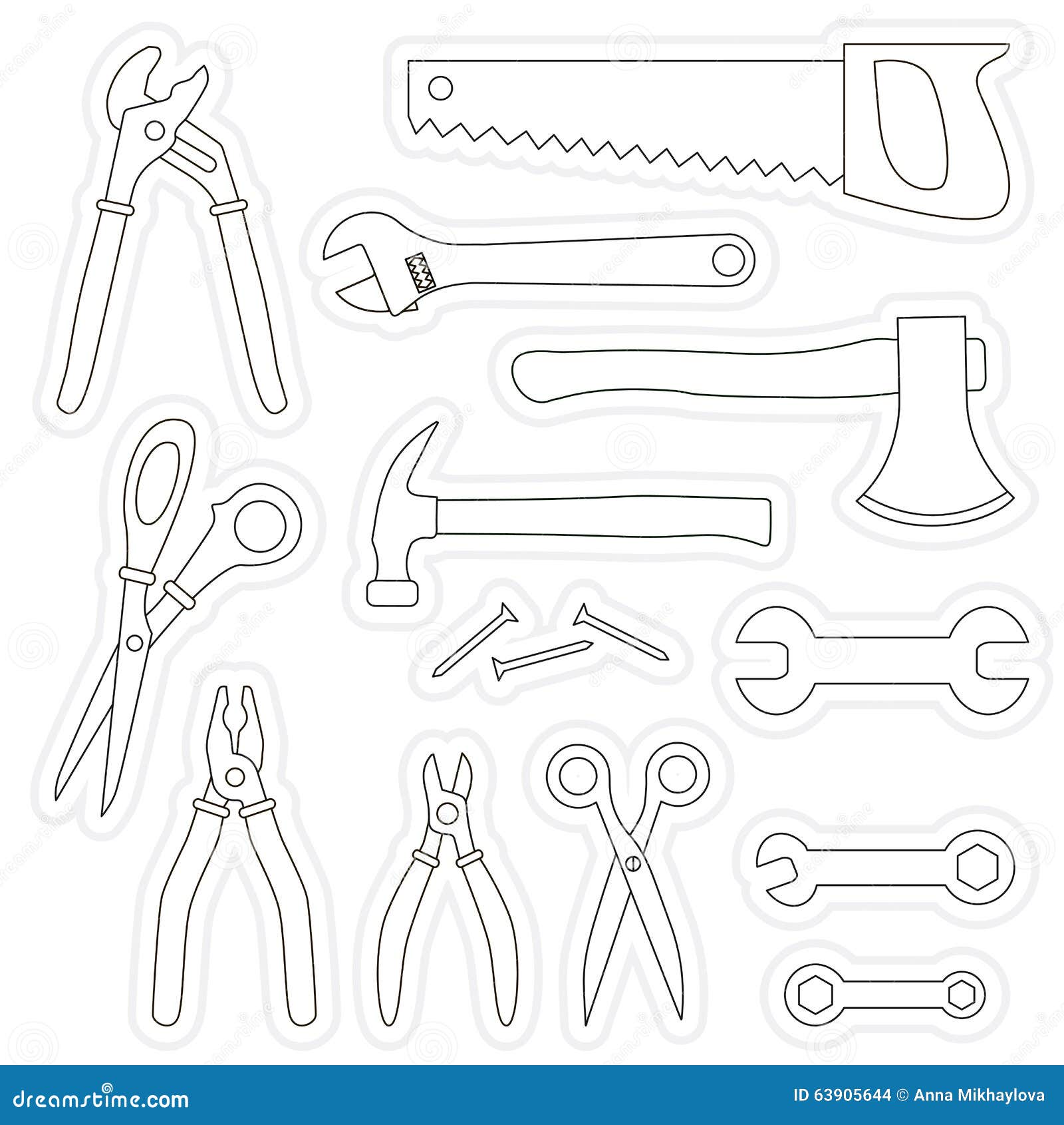 Tool set colorful. stock vector. Illustration of closeup - 63905644