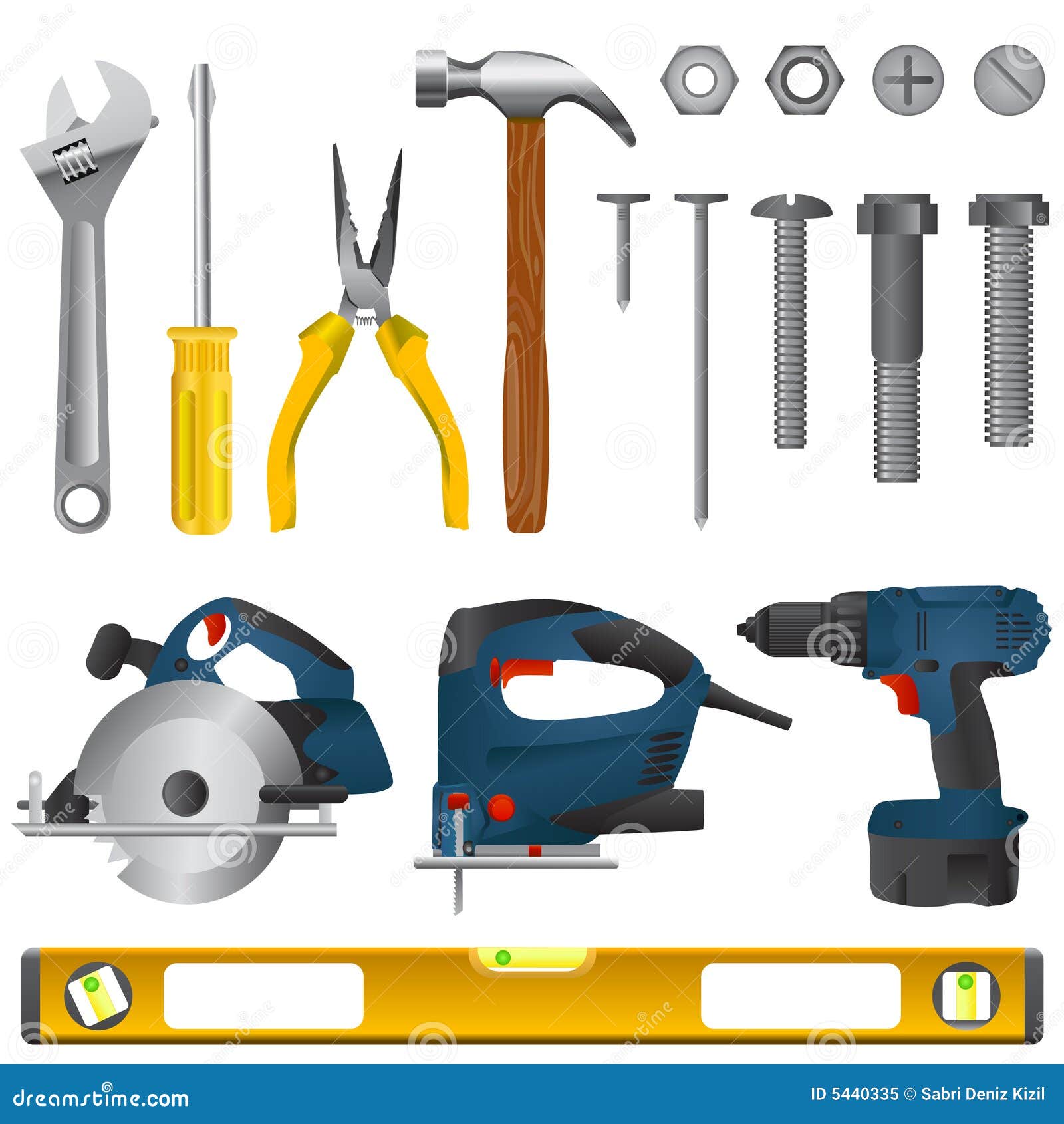 Tool set vector stock vector. Illustration of object, boring - 5440335