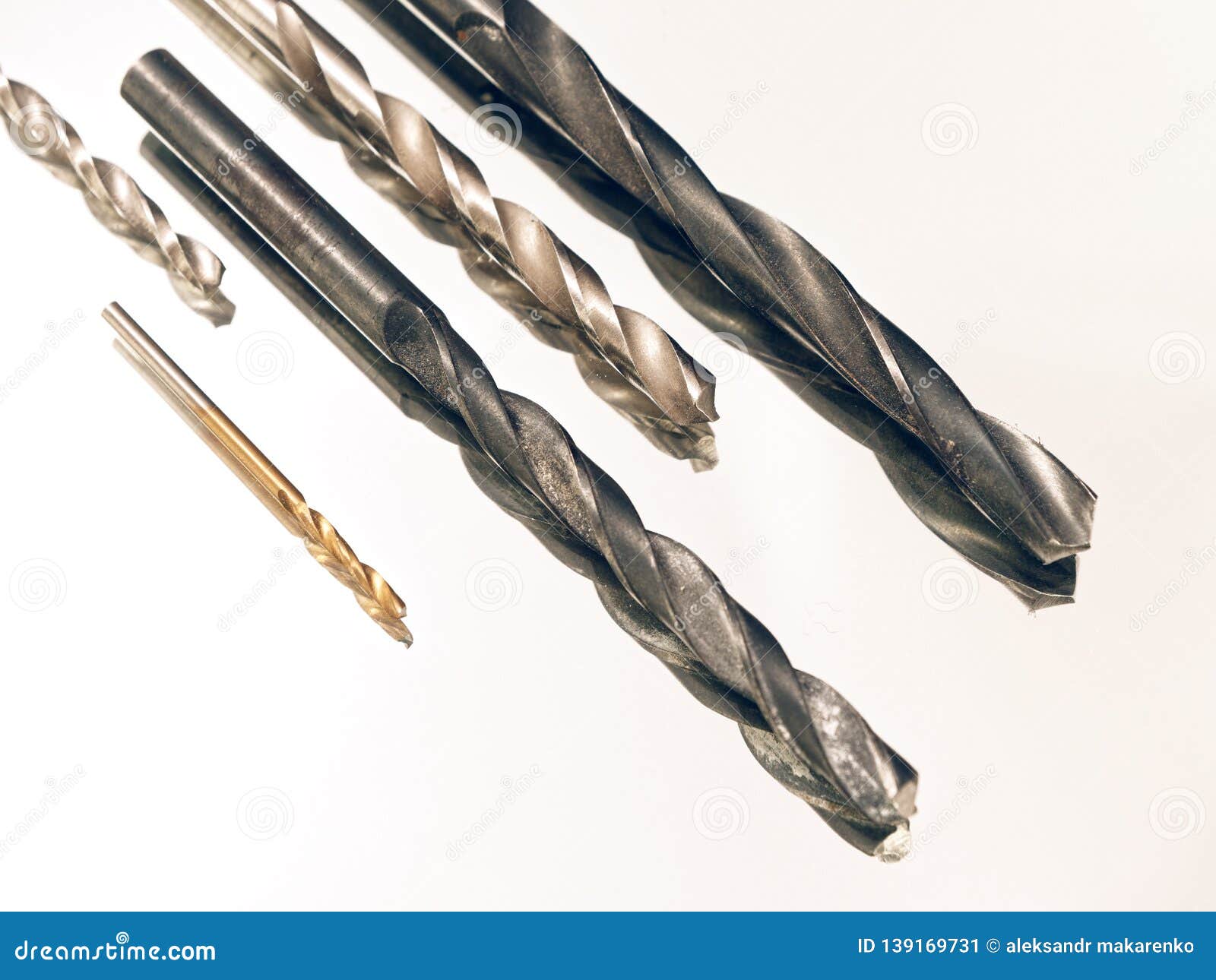 Metal Drill in Assortment on a White Background Stock Image - Image of ...