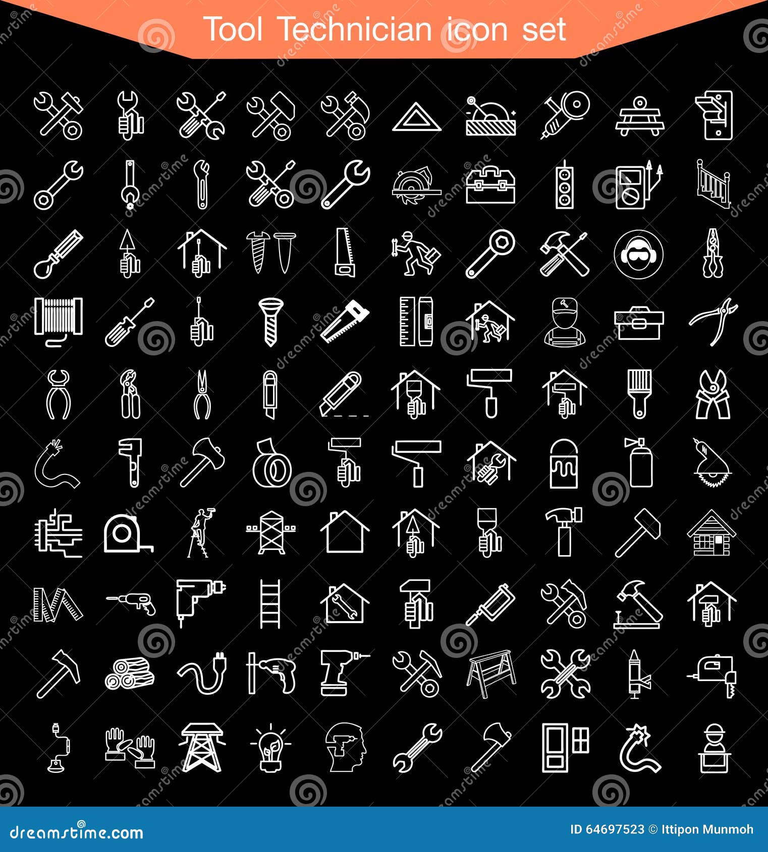 Tool Technician icon set stock illustration. Illustration of cutter ...