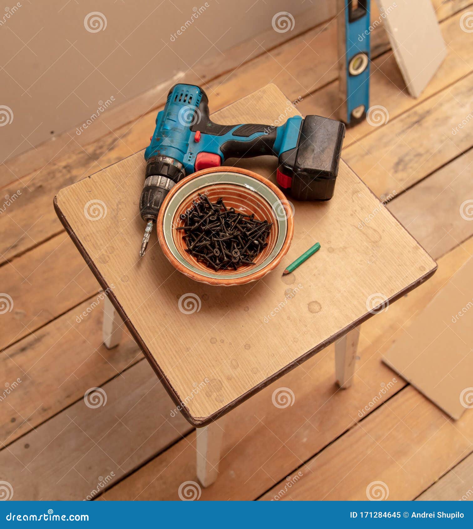 Tool To Repair the Walls in the Room Stock Image - Image of wall ...