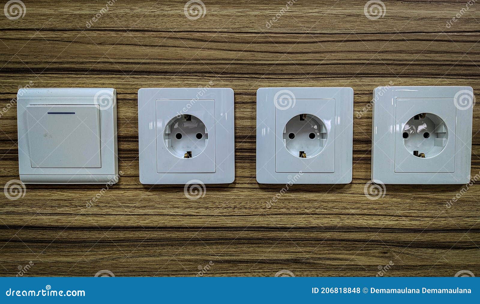 One Switch and Three Electric Socket Stock Photo - Image of electrical ...