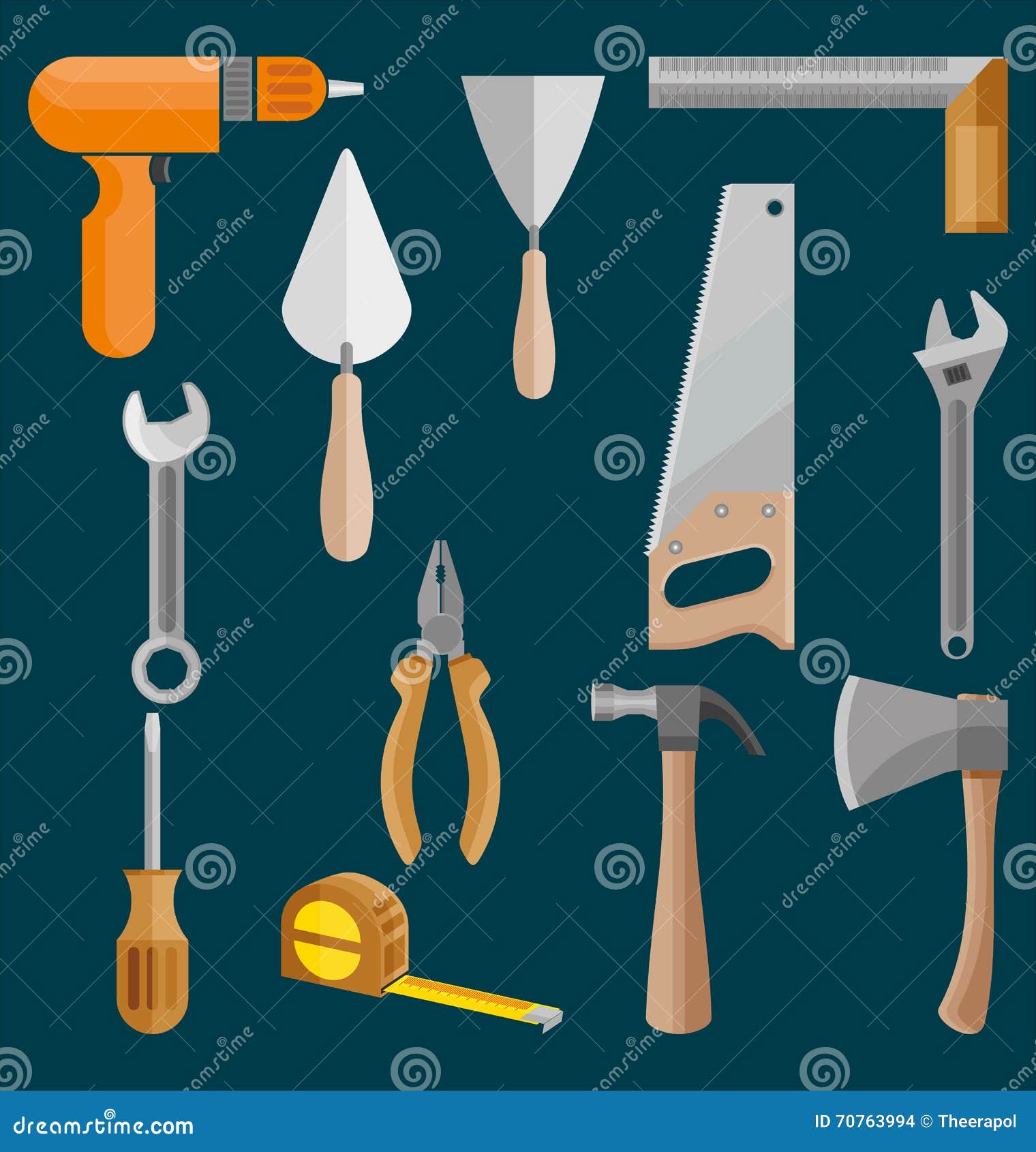 Tool stock illustration. Illustration of hatchet, spanner - 70763994