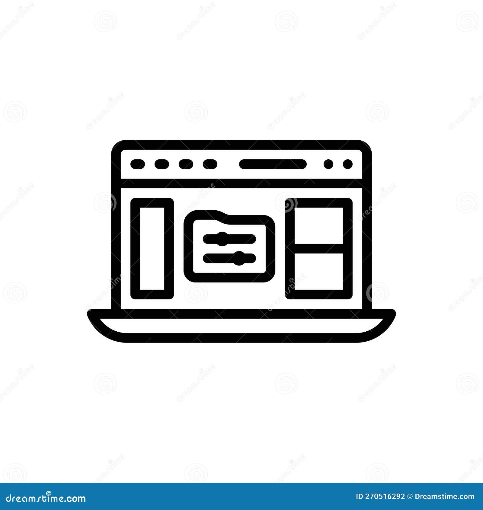 Black Line Icon for Toolbar, Browser and Mockup Stock Vector ...