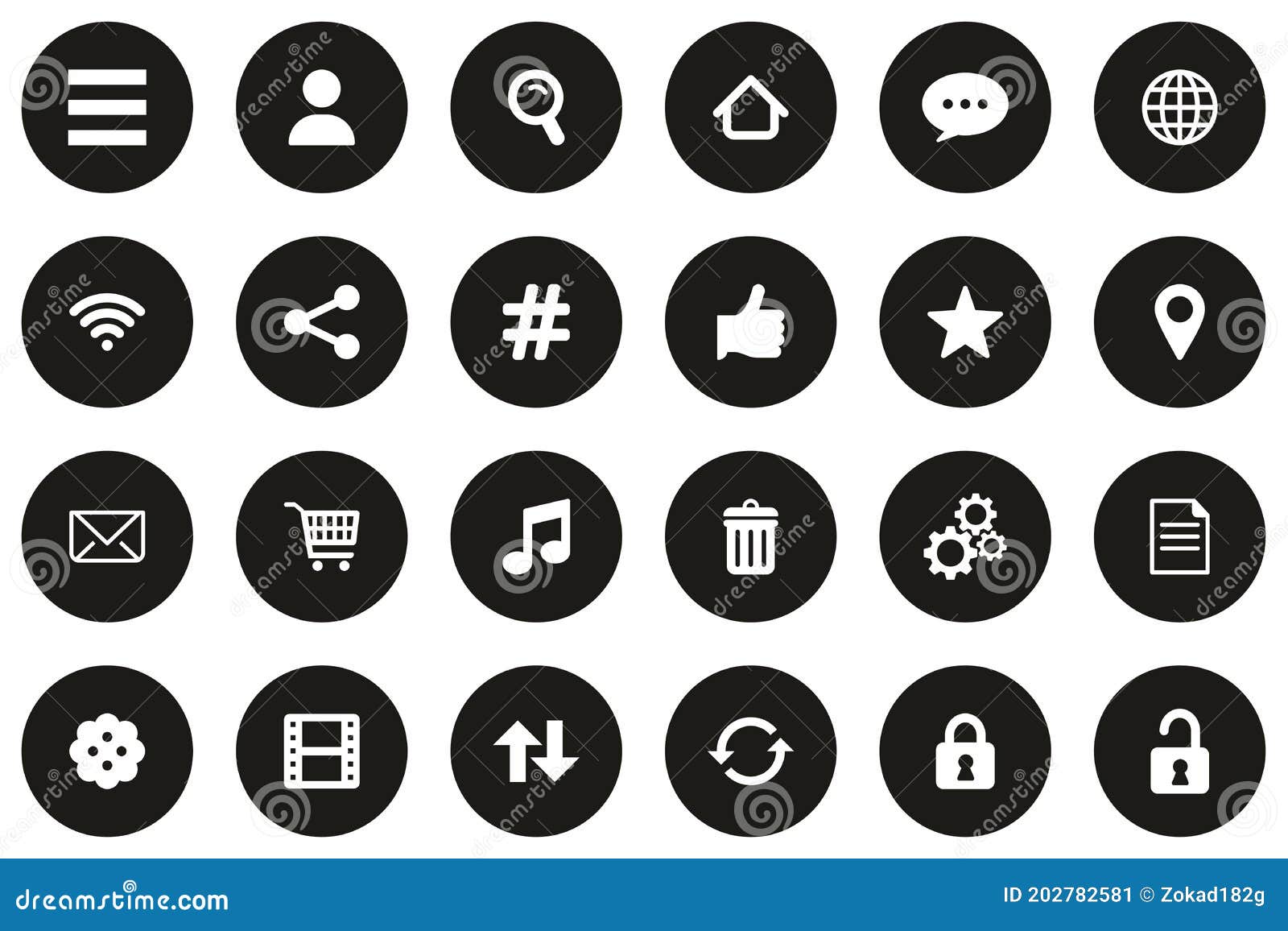 Toolbar & Menu Icons Black & White Sticker Set Big Cartoon Vector ...