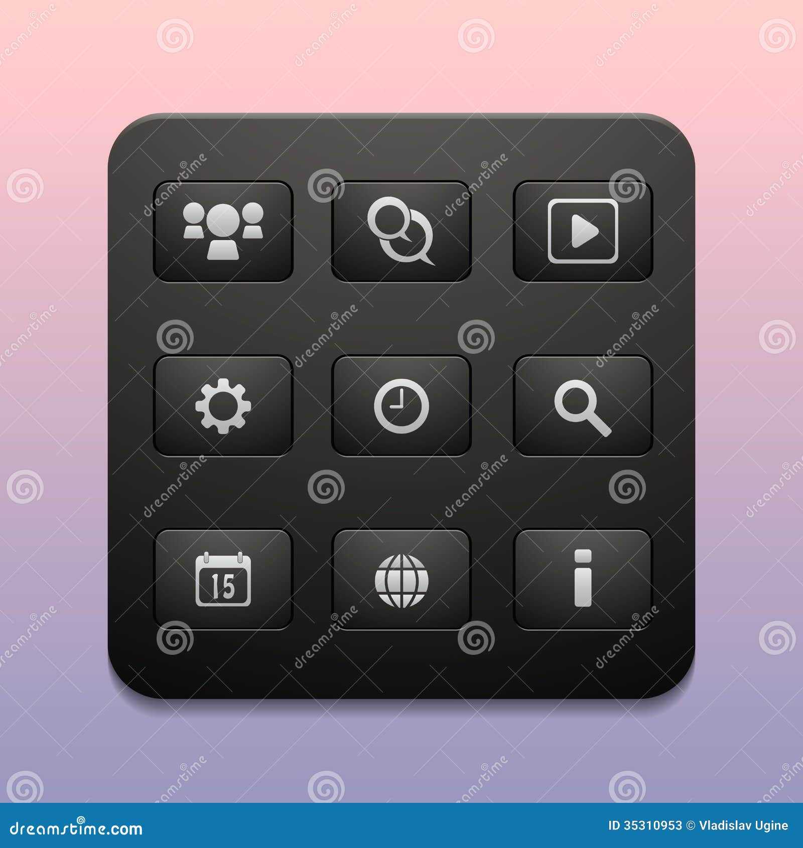 The Toolbar of the Nine Icons for the Internet and Stock Vector ...