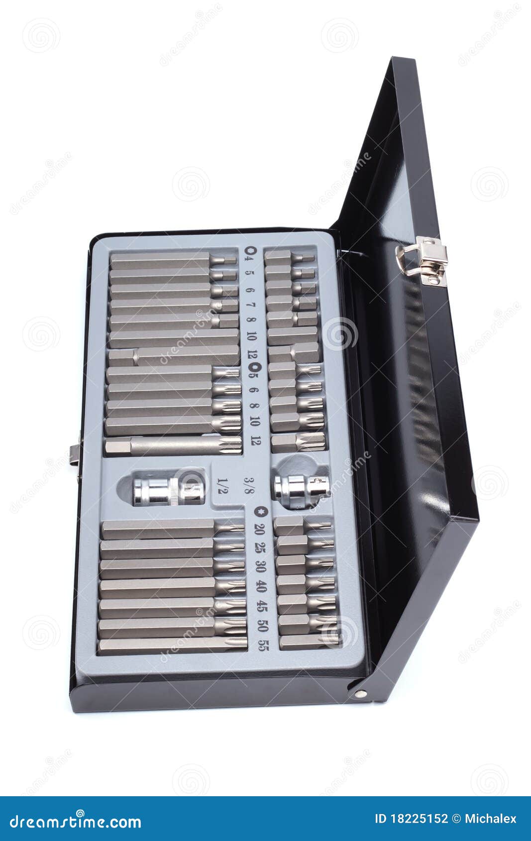 Toolbox with Bits Isolated on White Background Stock Photo - Image of ...