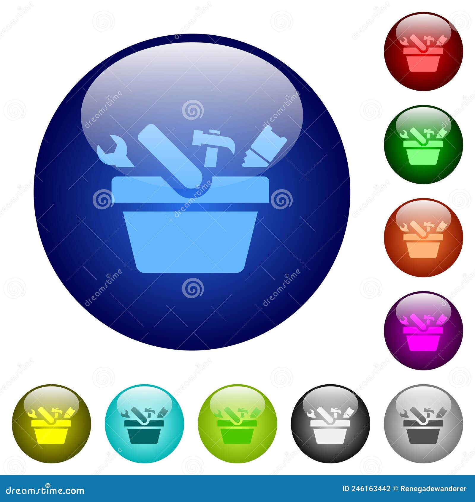 Toolbox Color Glass Buttons Stock Vector - Illustration of settings ...