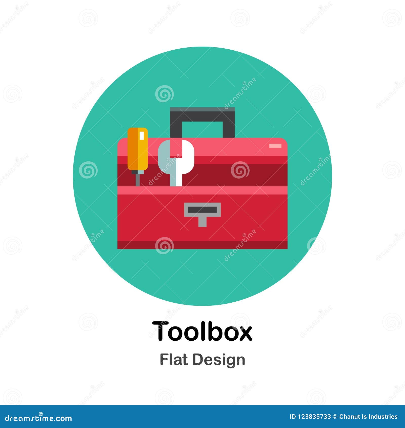 Toolbox Flat Icon stock vector. Illustration of carpentry - 123835733