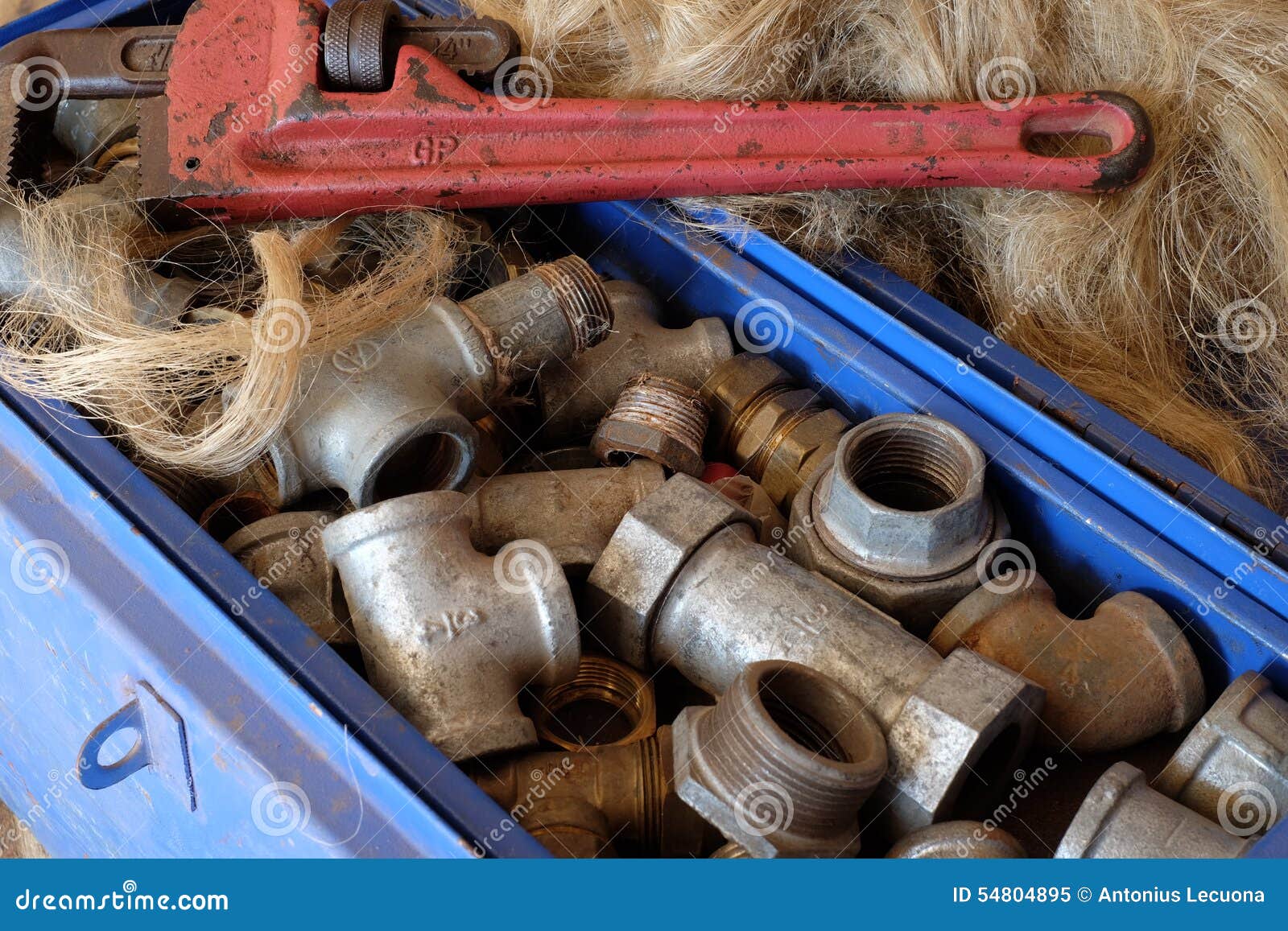 Toolbox Full Plumbers Pipe Accessories Stock Image - Image of thread ...