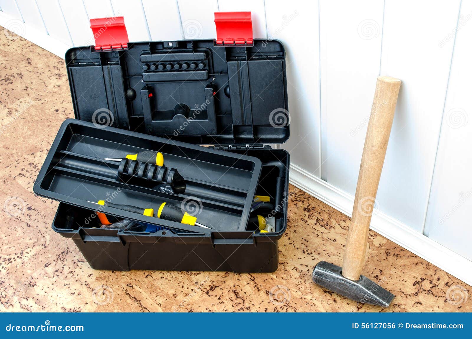 Toolbox and a hammer stock photo. Image of home, equipment - 56127056
