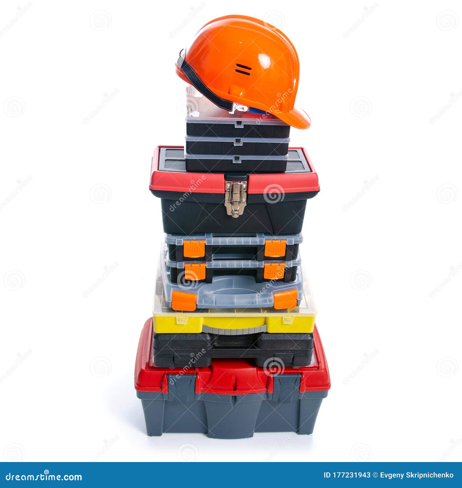 Toolbox, Helmet, Building Tools Stock Image - Image of hardhat ...