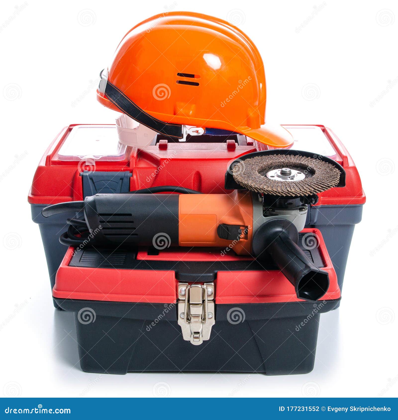 Toolbox, Helmet, Building Tools Stock Photo - Image of isolated ...