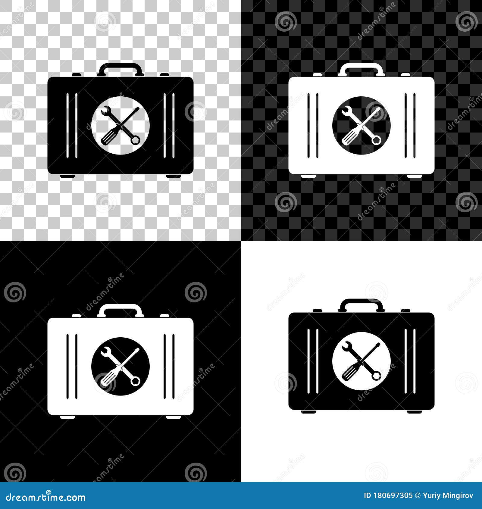 Toolbox Icon Isolated on Black, White and Transparent Background. Tool ...