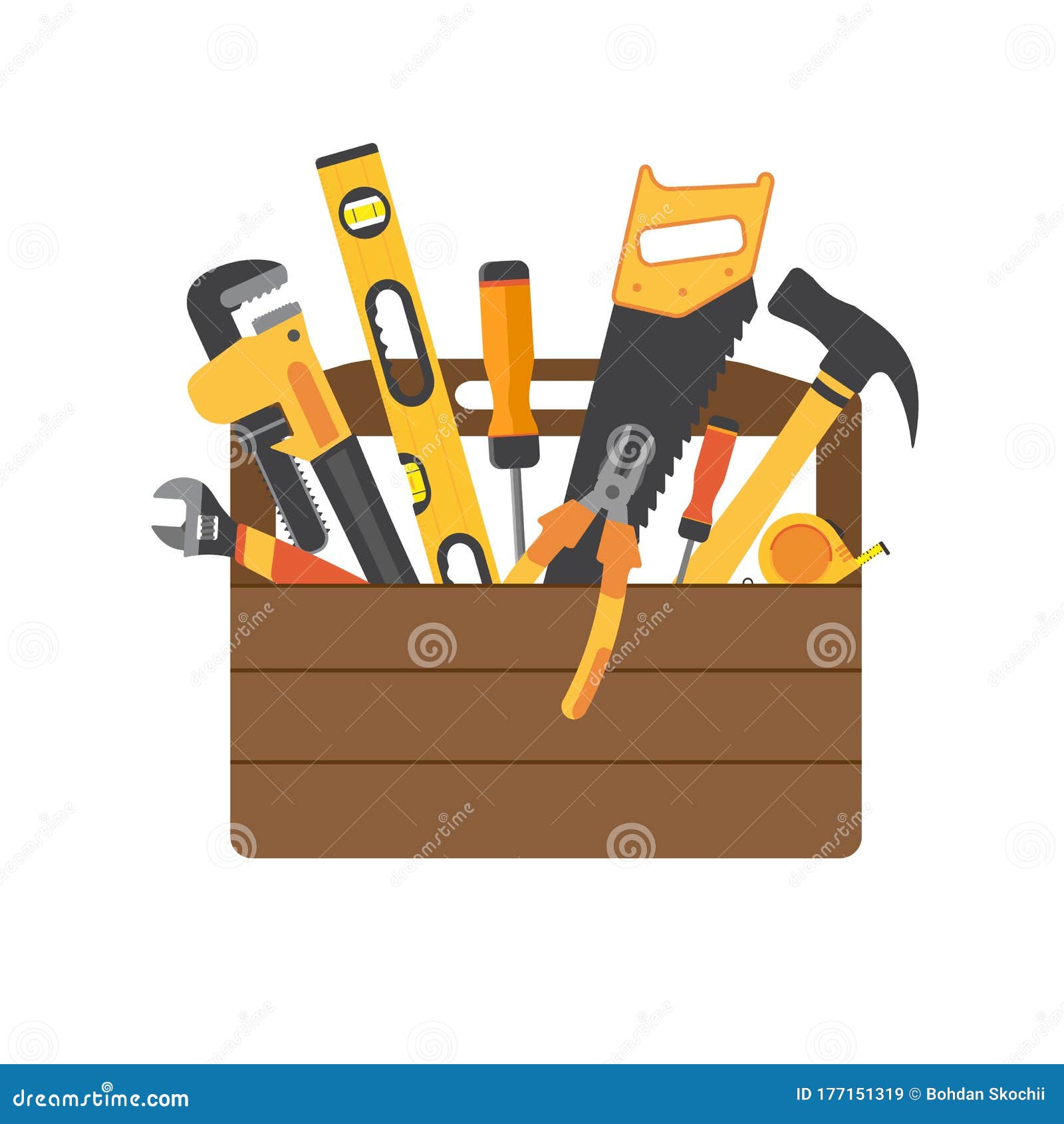 Toolbox with Instruments Inside Stock Vector - Illustration of hand ...