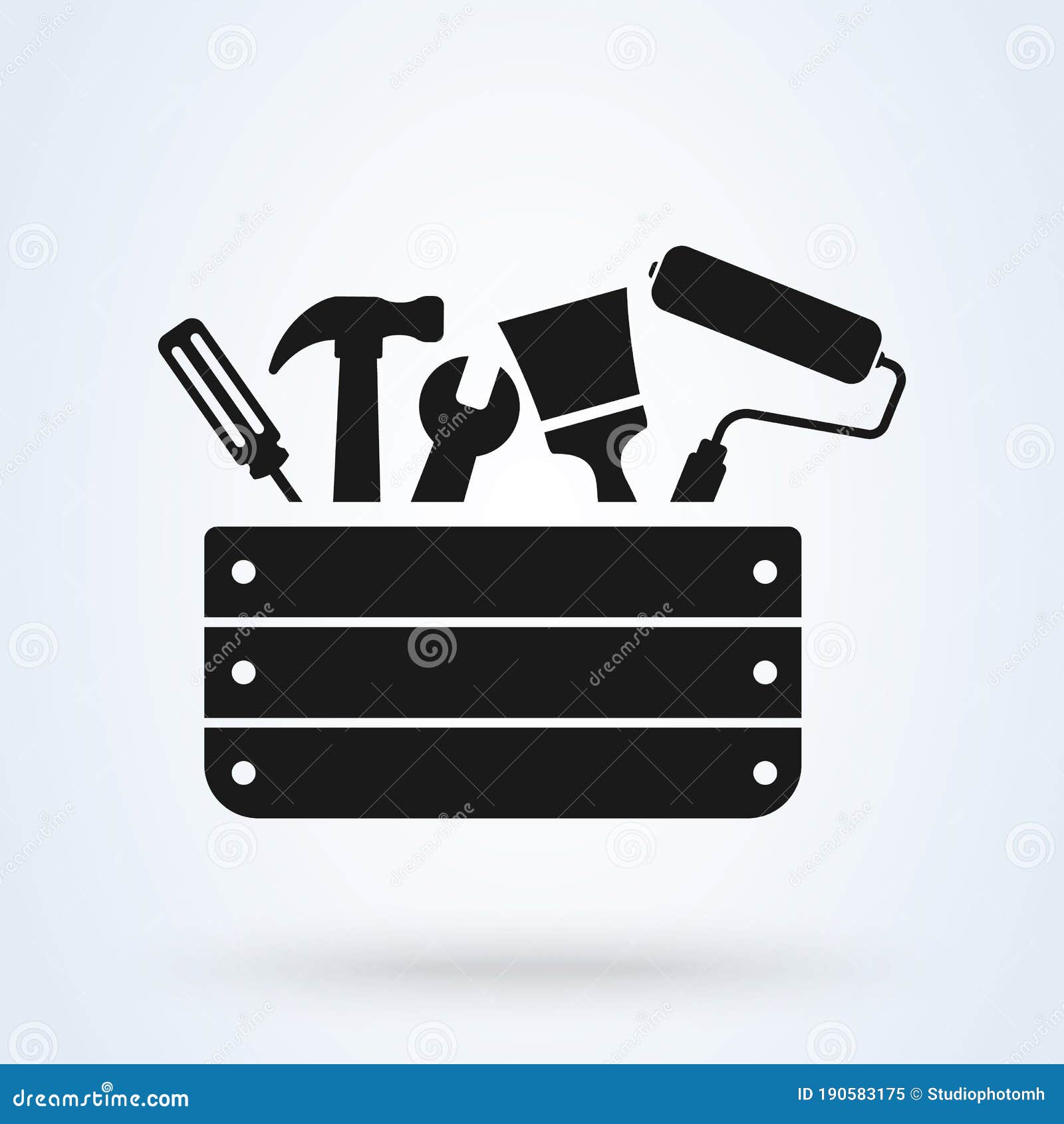 Toolbox with Instruments Inside. Workman`s Toolkit. Workbox in Icon ...