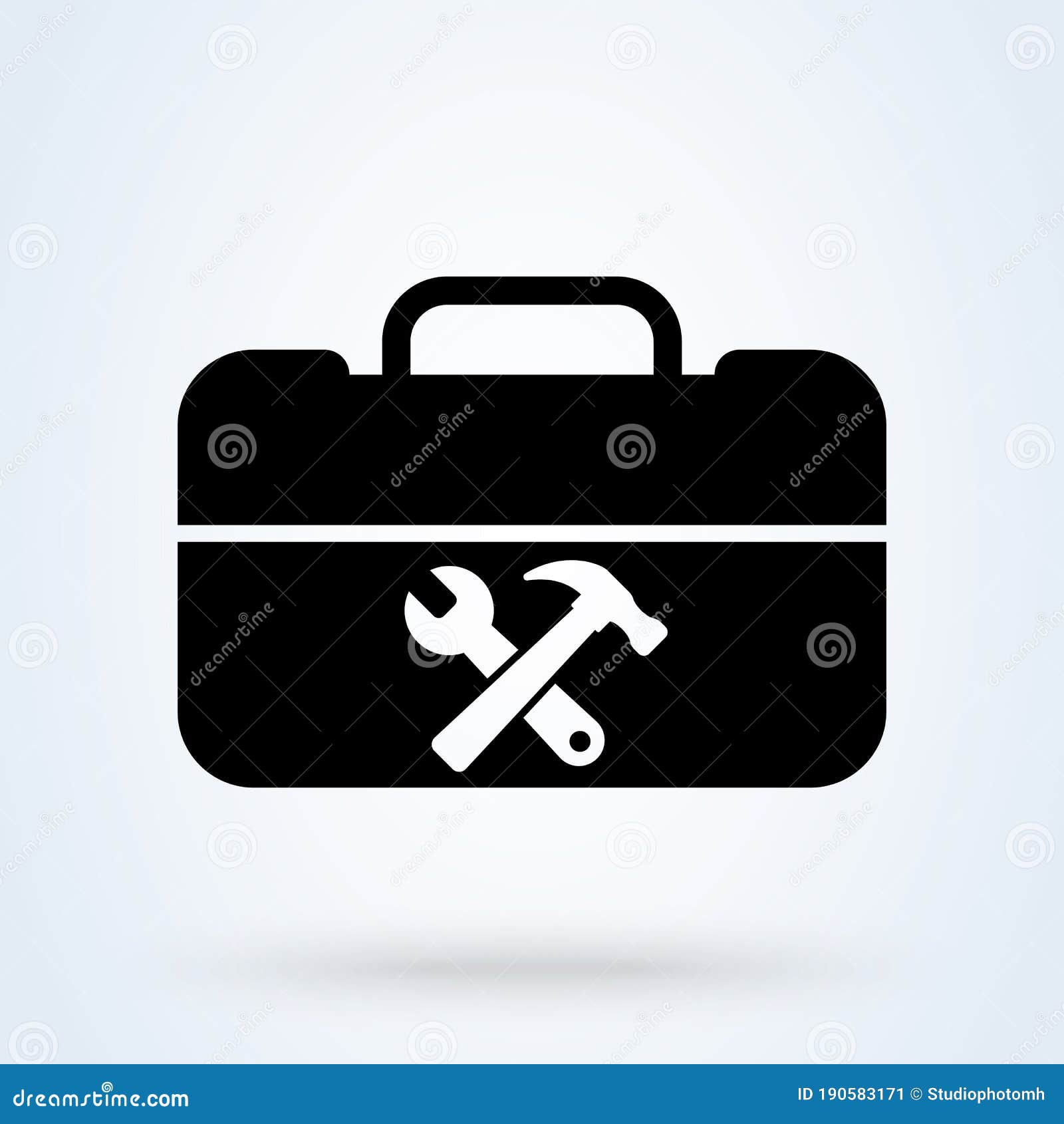 Toolbox with Instruments Inside. Workman`s Toolkit. Workbox in Icon ...