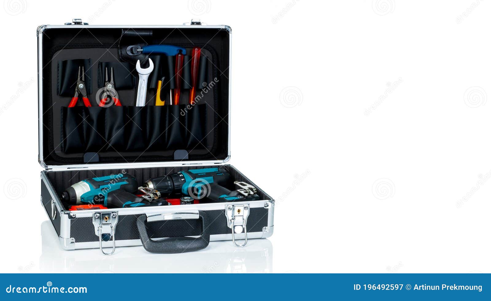 Toolbox Isolated on White Background. Black Toolbox with Tools Stock ...