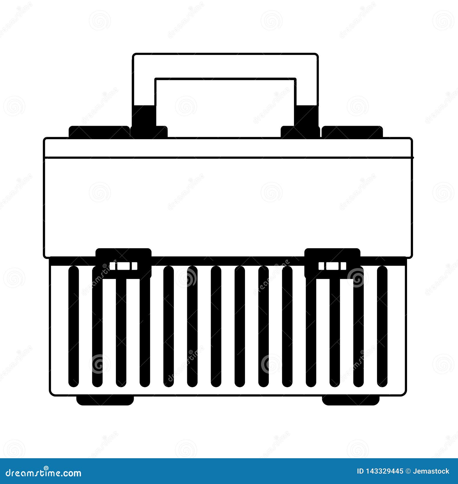 Toolbox Kit Isolated in Black and White Stock Vector - Illustration of ...