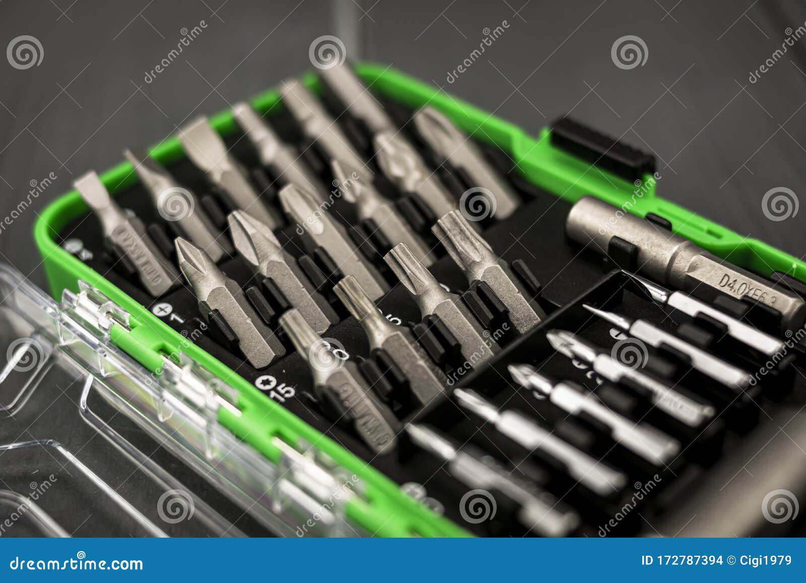 Toolbox with Many Different Interchangeable Screwdriver Tips Stock ...